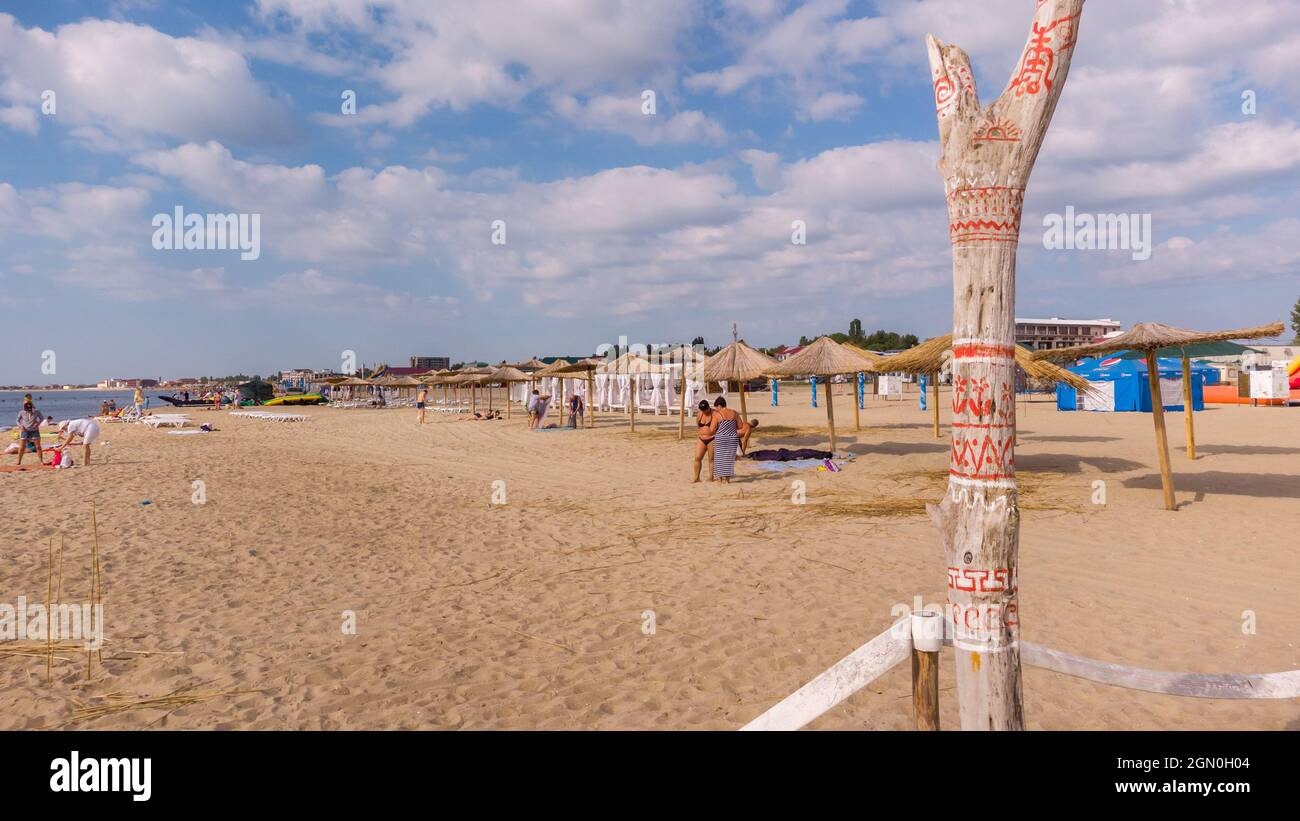 Zatoka, Odessa, Ukraine - September 4, 2021: Drone view of the beach ...