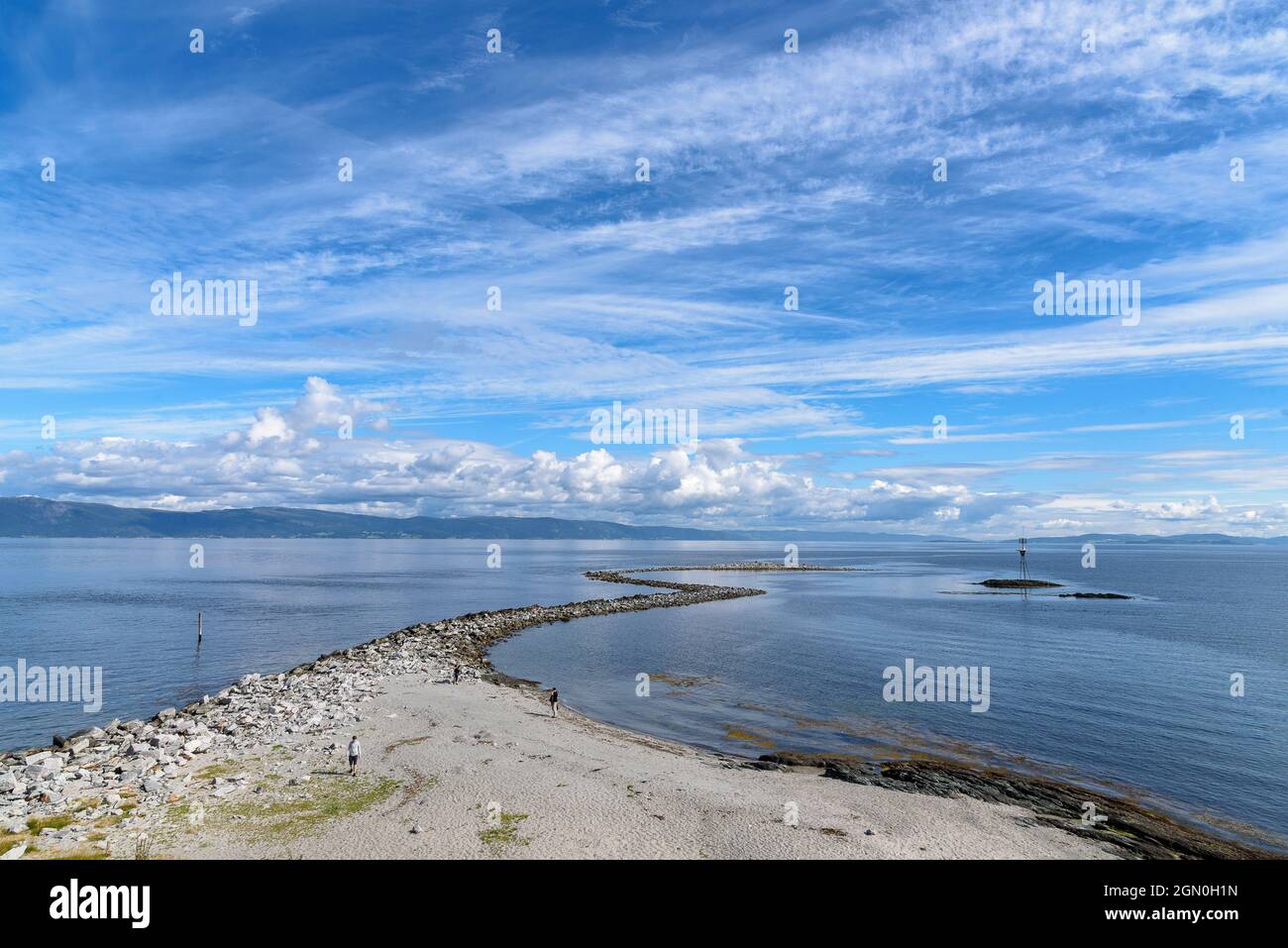 Bathing beach of the fortress island Munkholmen, Trondheim, Norway ...