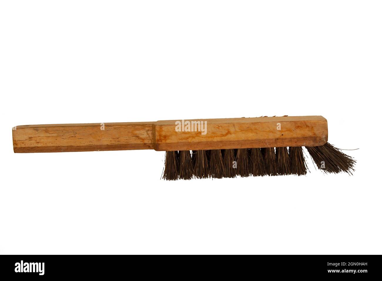 Hand made Brush with wood handle and fibers from palm fiber, isolated ...