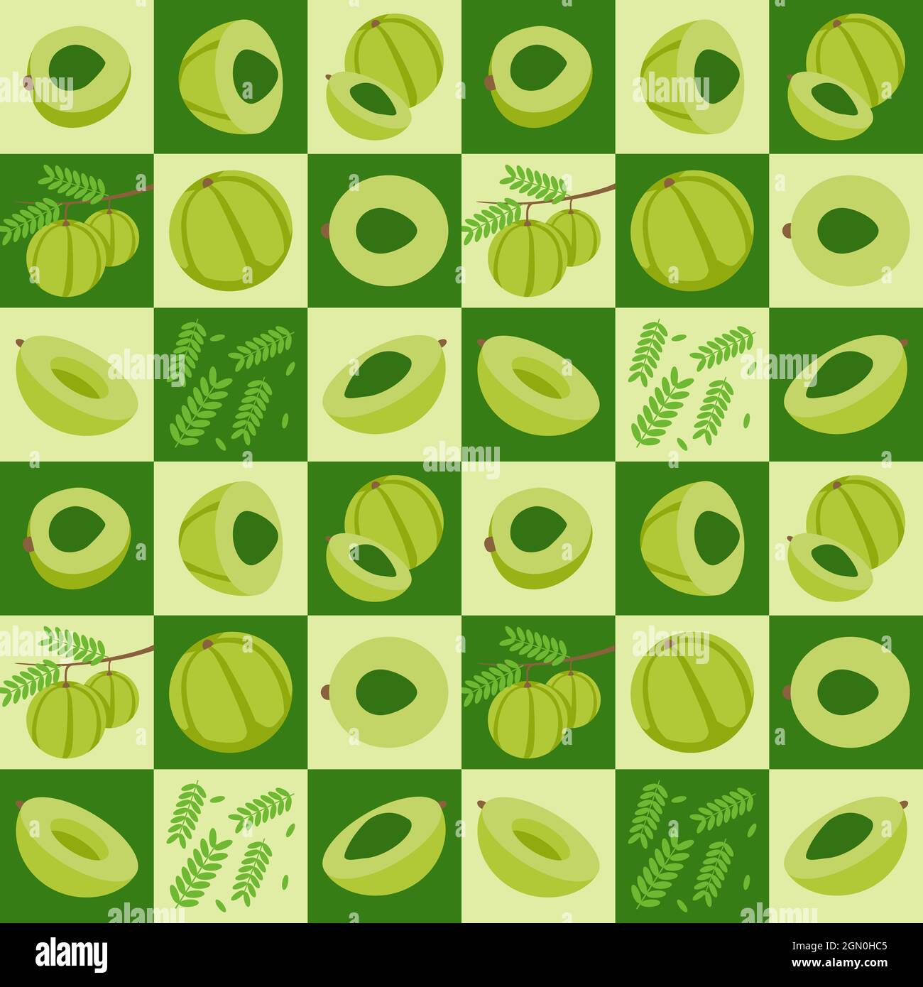 Gooseberry also known Amla abstract seamless geometric vector pattern ...