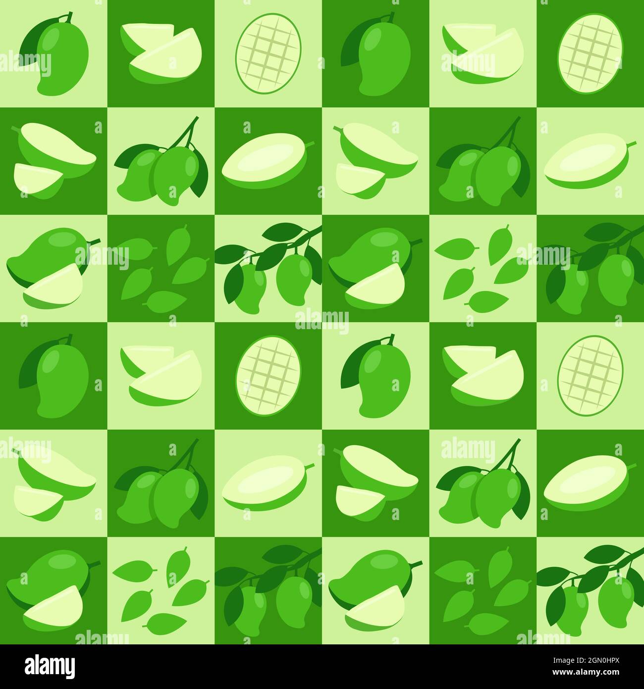 Green Mango abstract seamless geometric vector pattern for packaging ...