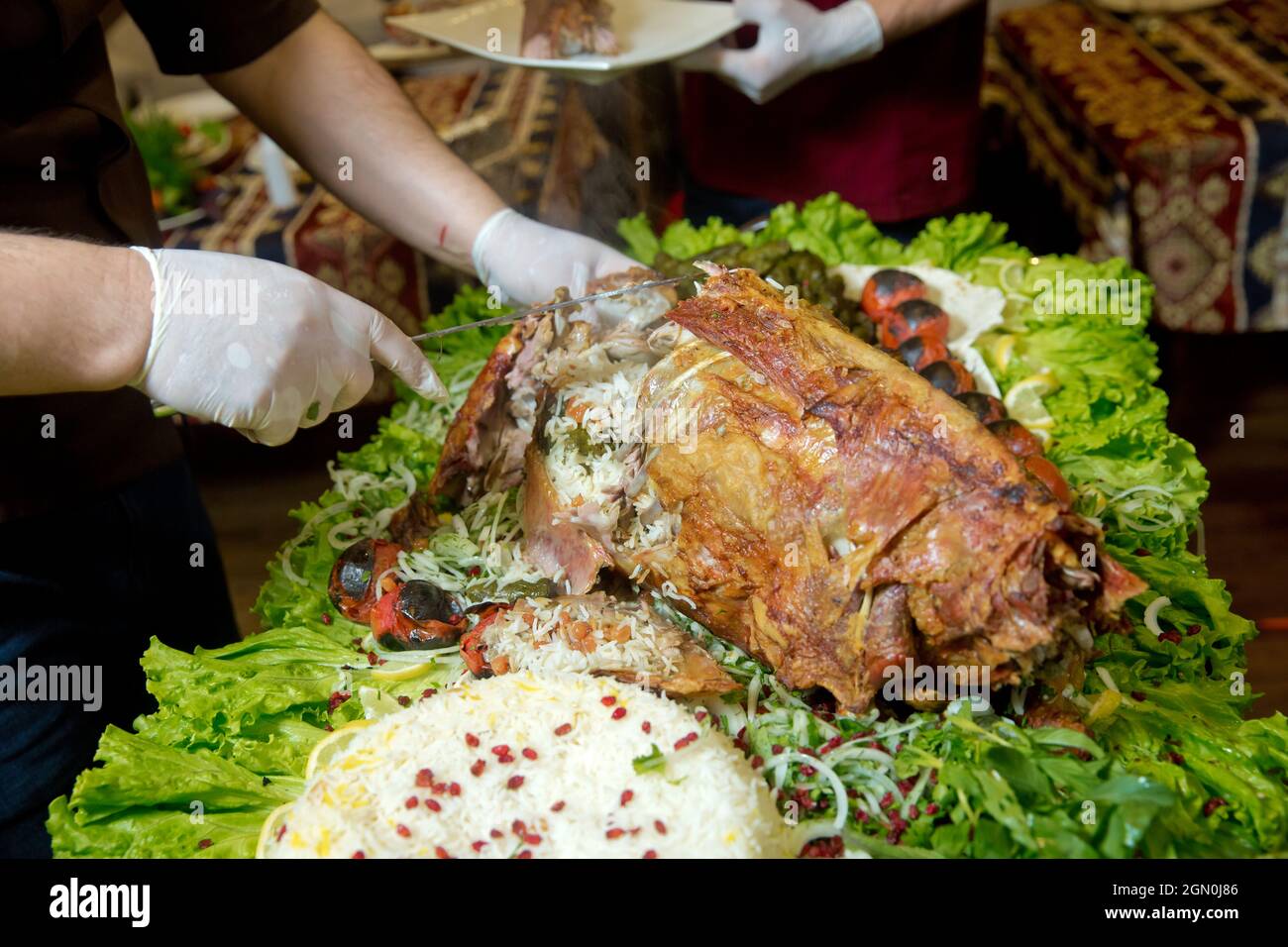 Roasted meat over an open fire, cooked in a special way.Barbecue is ...