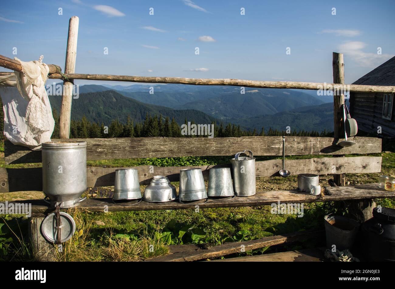 Agricultural tools and utensils. Dishes for storage of dairy products ...