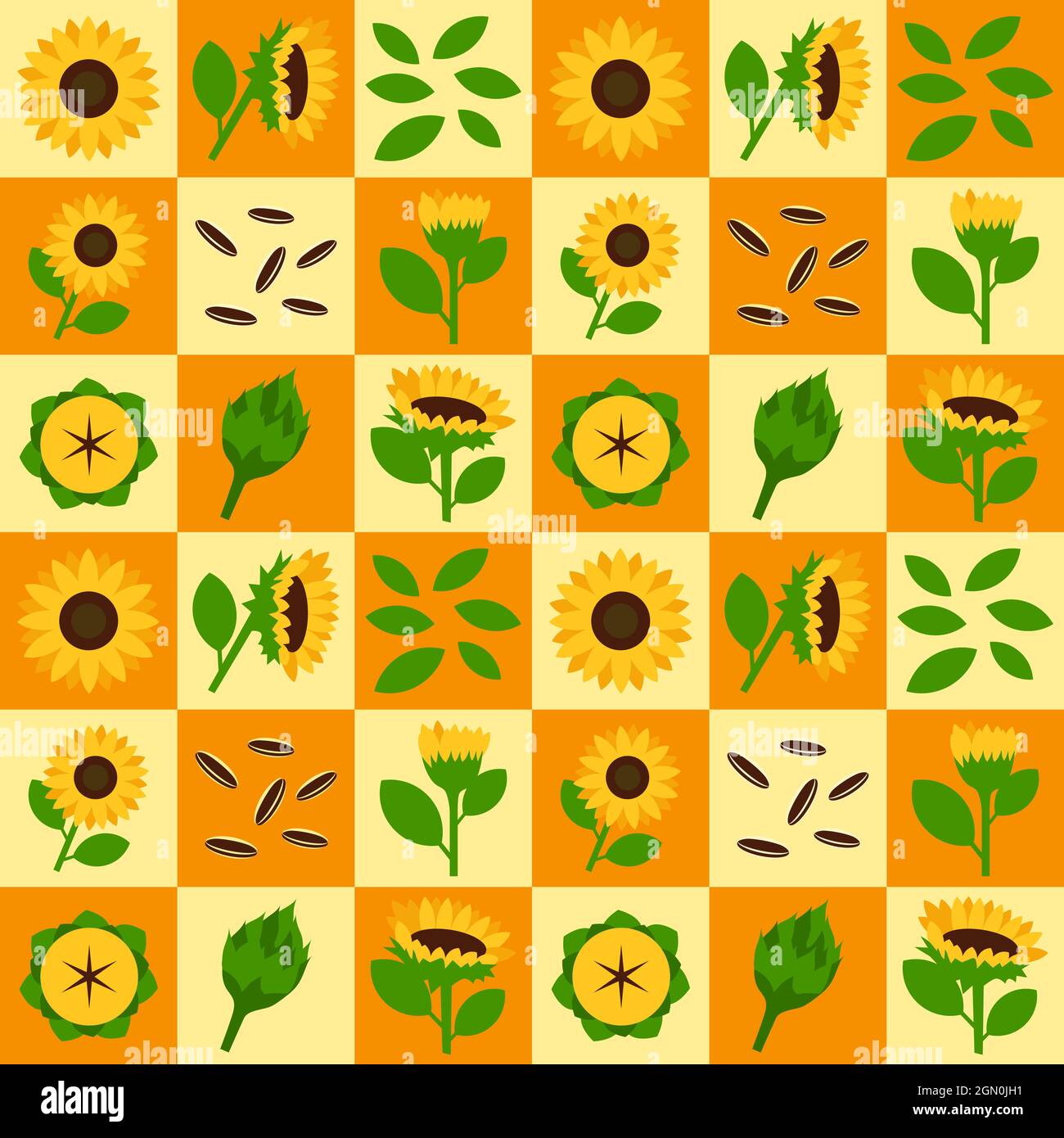 Sunflower abstract seamless geometric vector pattern for packaging ...