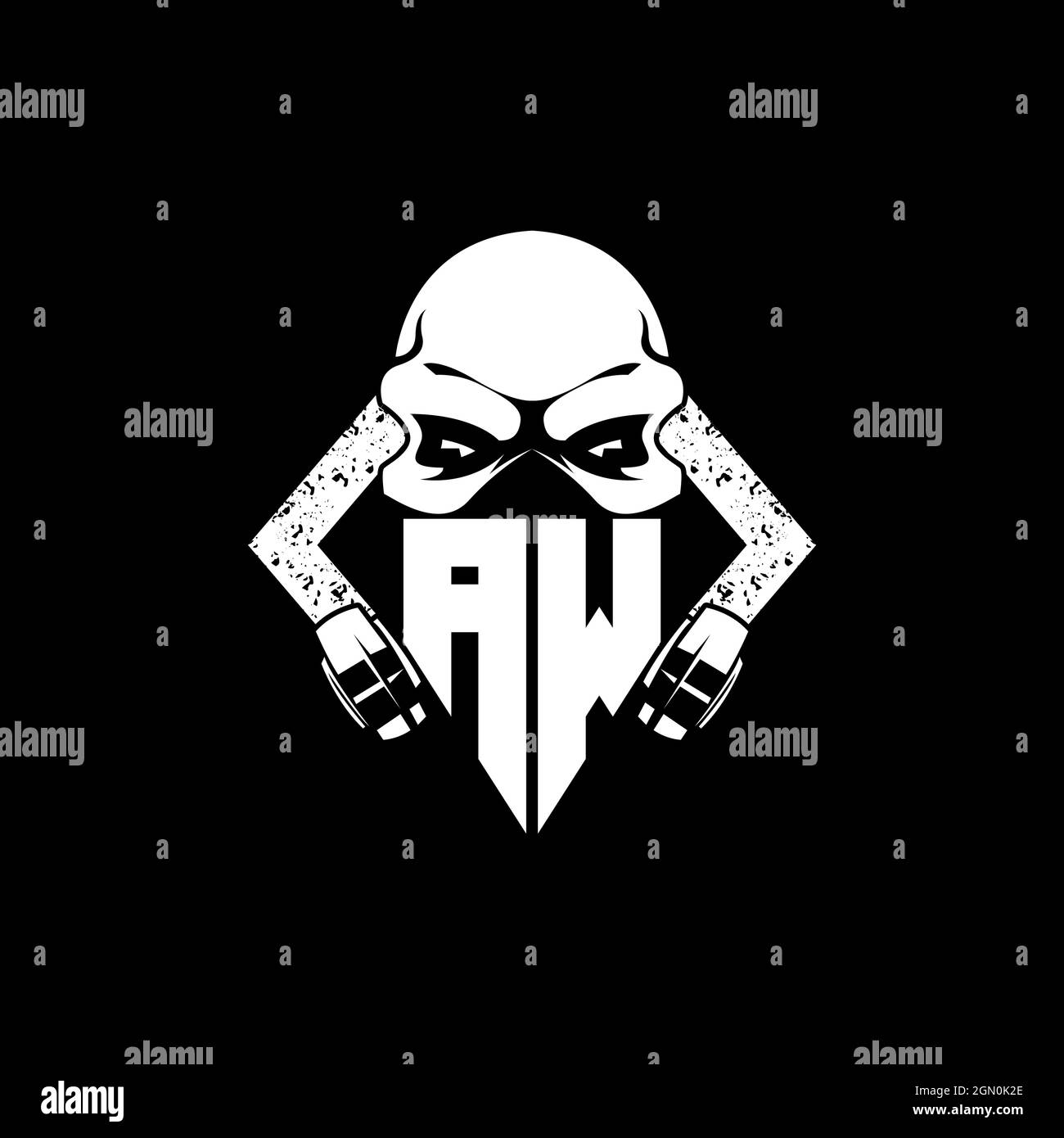 AW Monogram ESport Gaming with Skull Mask Shape Style Vector Stock ...