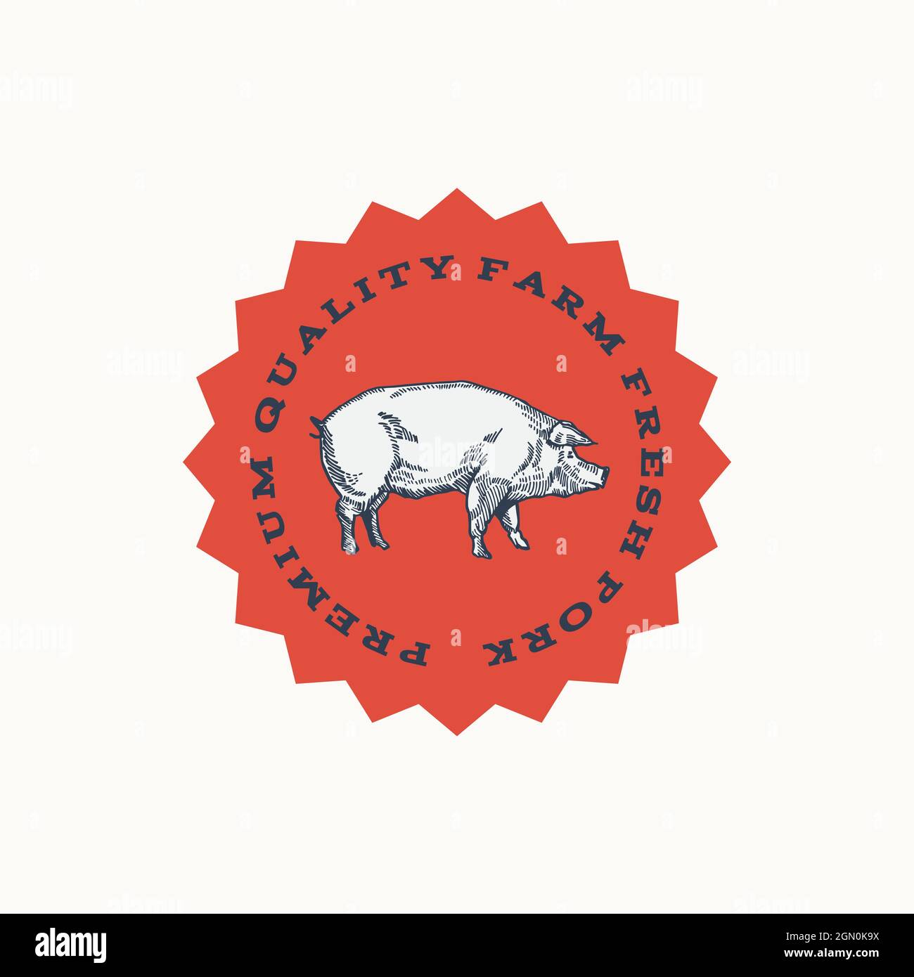 Farm Fresh Pork Meat Abstract Vector Sign, Sticker or Logo Template ...