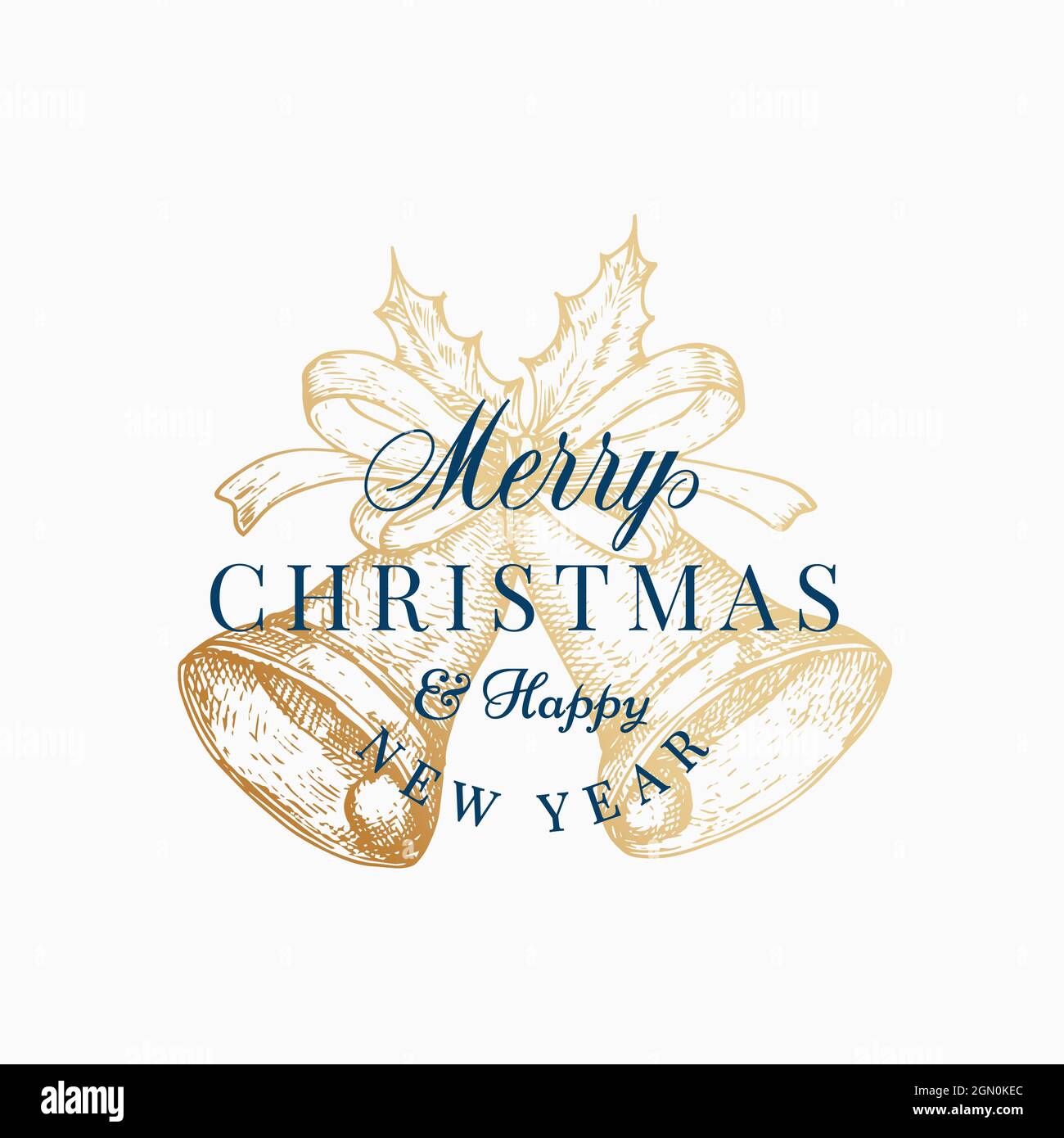 Christmas Bells Abstract Vector Retro Label, Sign or Card Template ...
