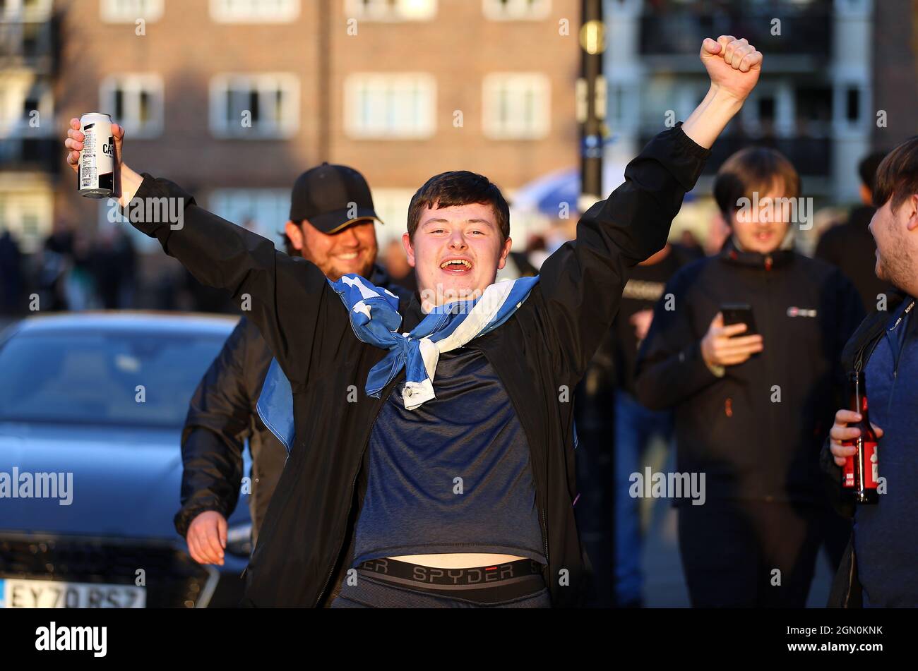Everton fans arrive for the Carabao Cup third round match at the Kiyan ...