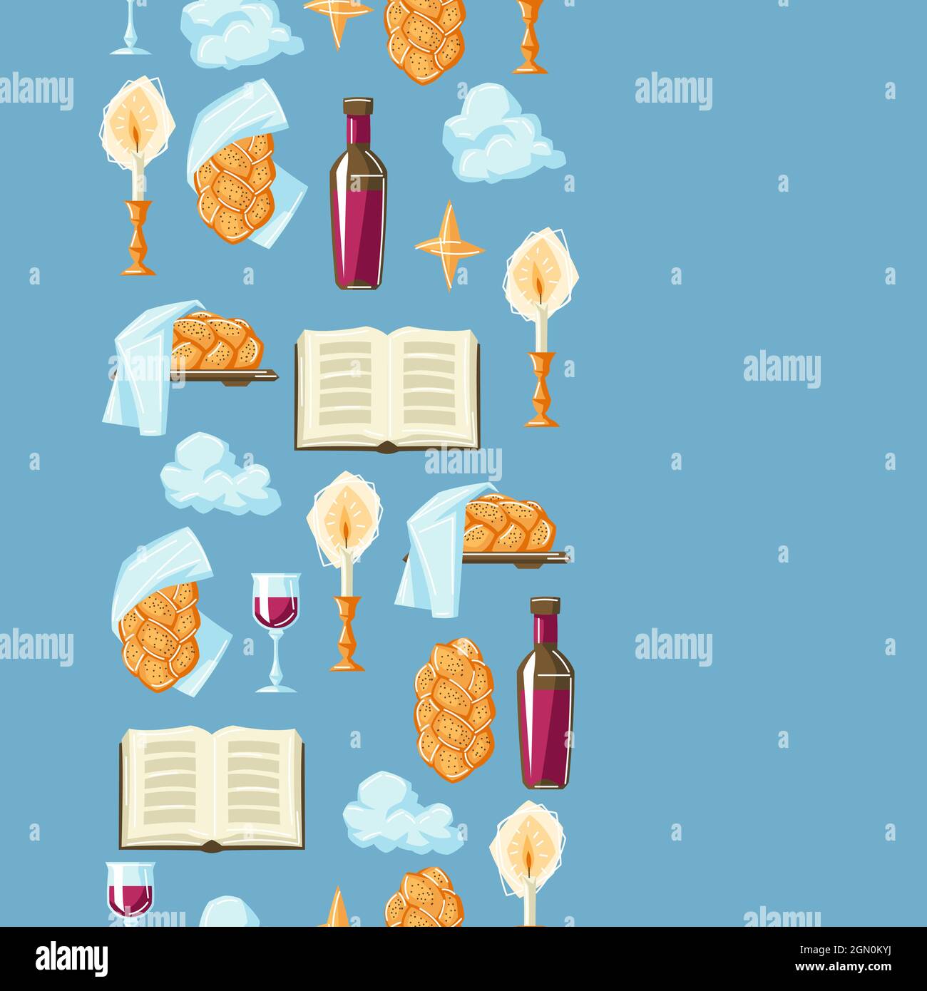 Shabbat Shalom seamless pattern with religious objects. Background with ...