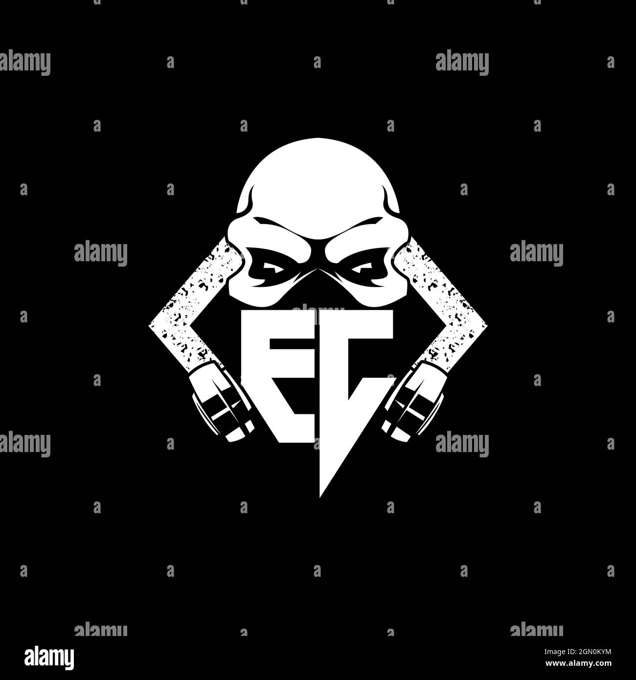 EC Monogram ESport Gaming with Skull Mask Shape Style Vector Stock ...