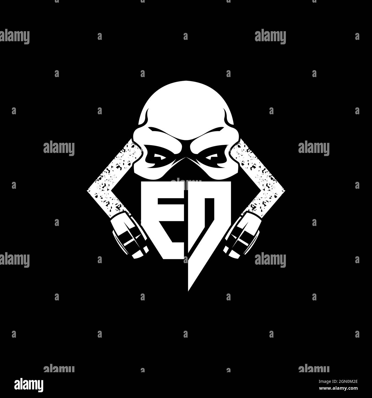 ED Monogram ESport Gaming with Skull Mask Shape Style Vector Stock ...