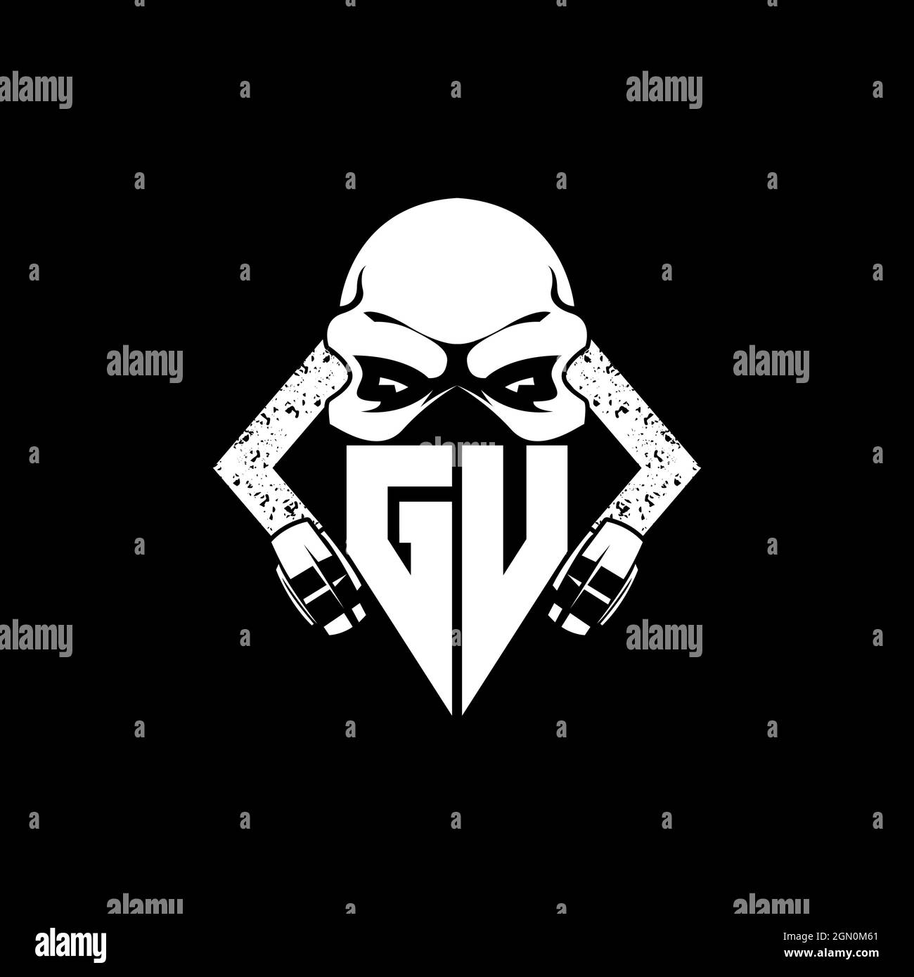 GU Monogram ESport Gaming with Skull Mask Shape Style Vector Stock ...