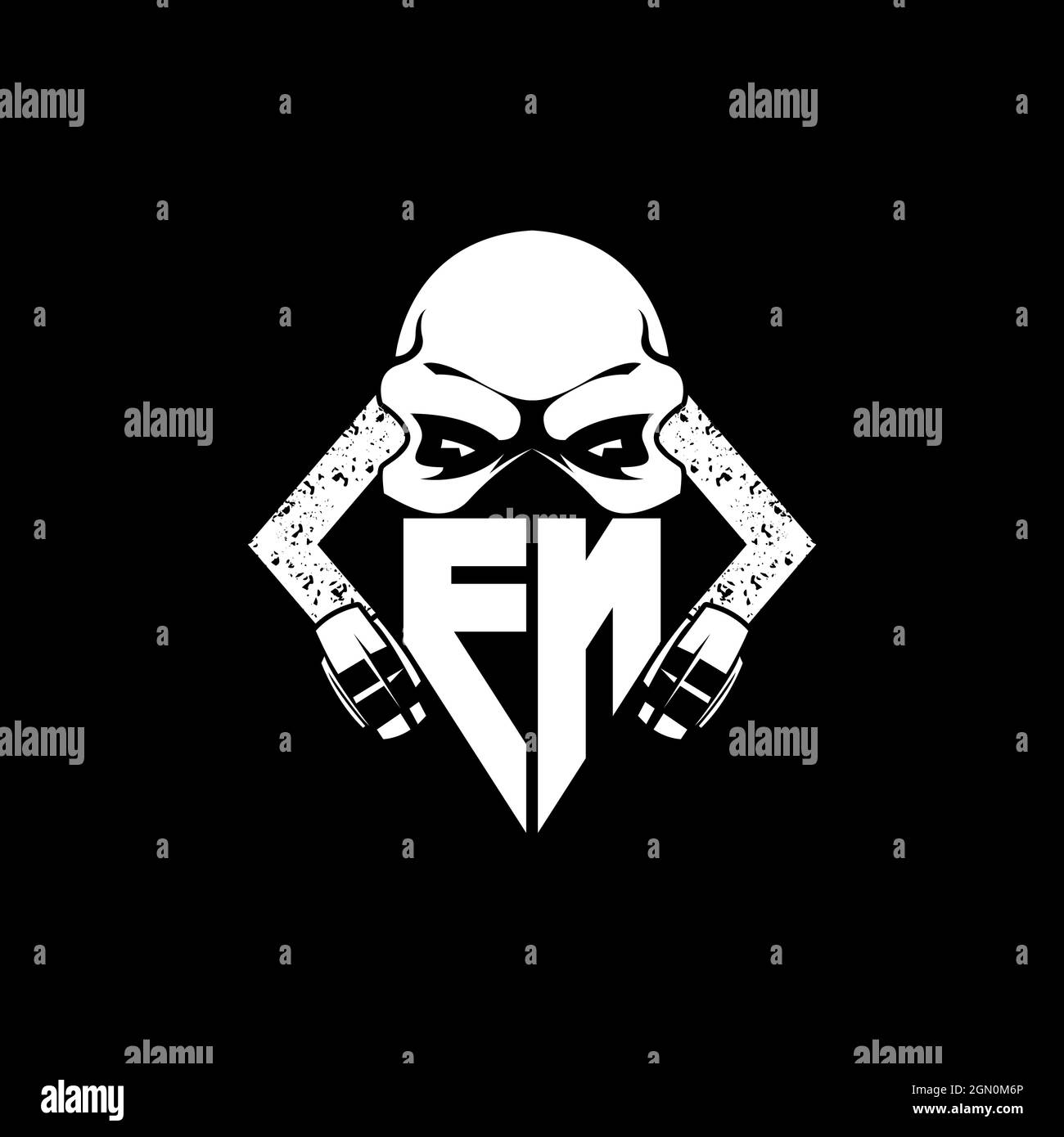 FN Monogram ESport Gaming with Skull Mask Shape Style Vector Stock ...