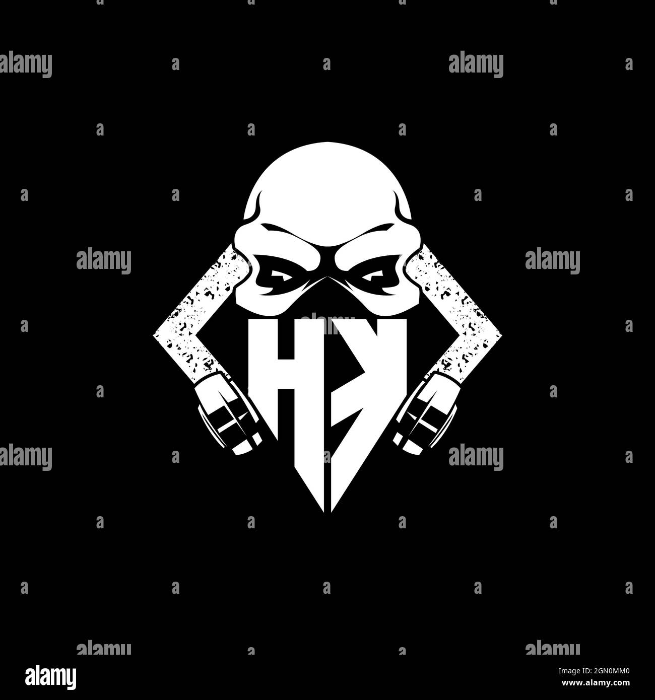HK Monogram ESport Gaming with Skull Mask Shape Style Vector Stock ...