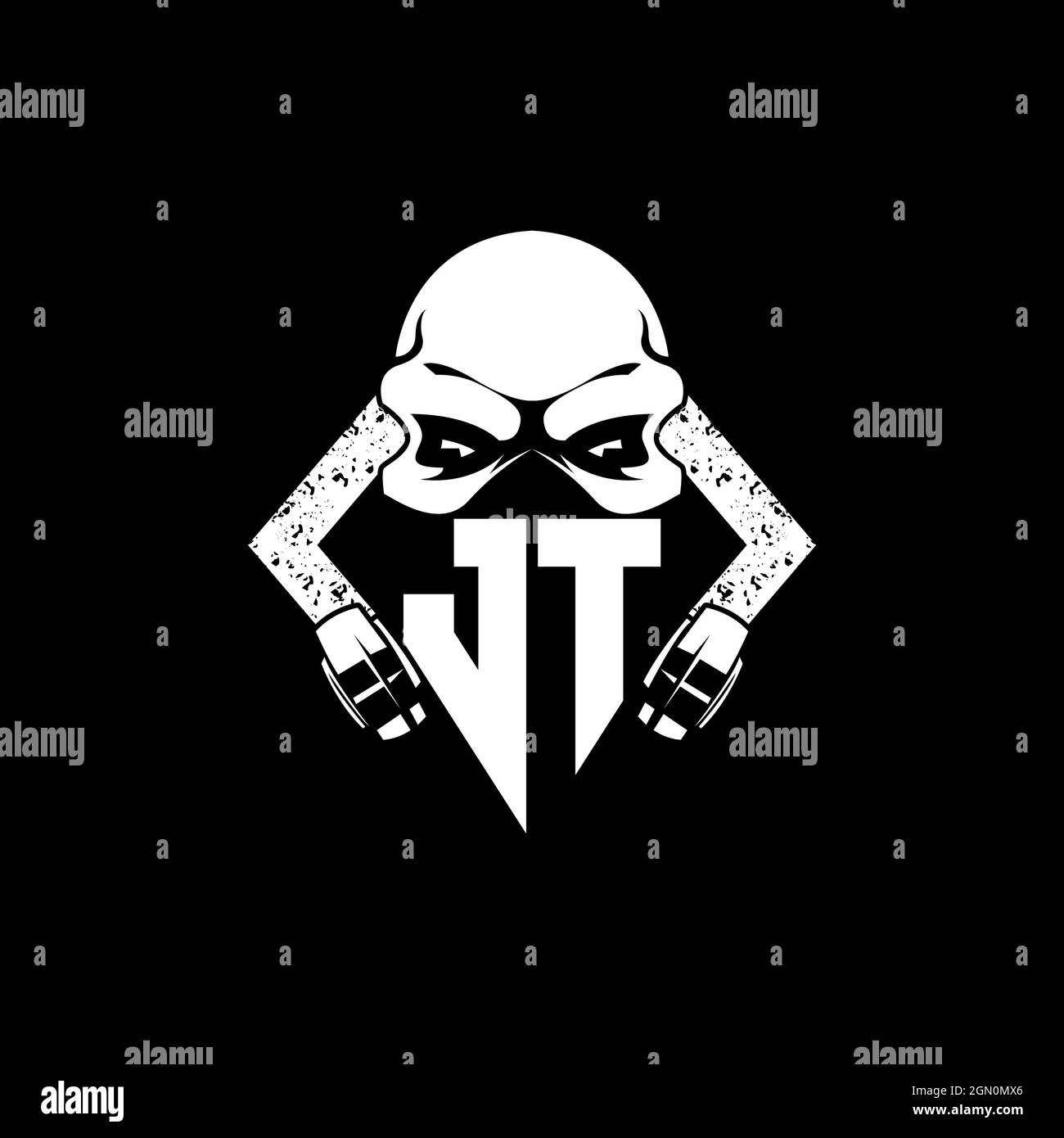 JT Monogram ESport Gaming with Skull Mask Shape Style Vector Stock ...
