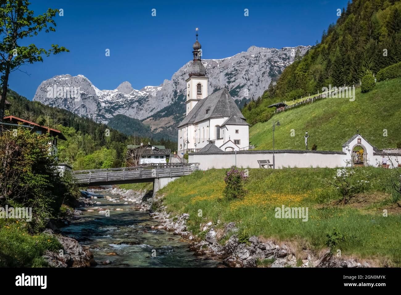 Parish Church of St. Sebastian in Ramsau, Upper Bavaria, Bavaria ...