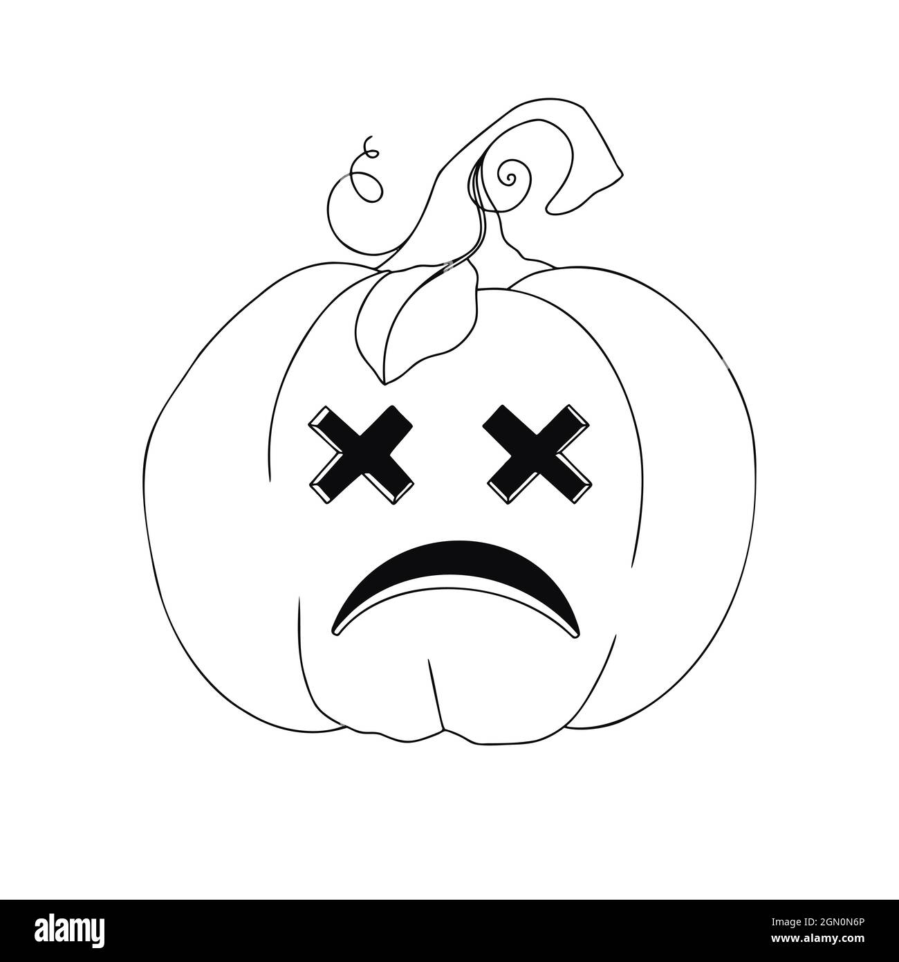 Pumpkin with a sad face. Halloween pumpkin. Happy Halloween Vector ...