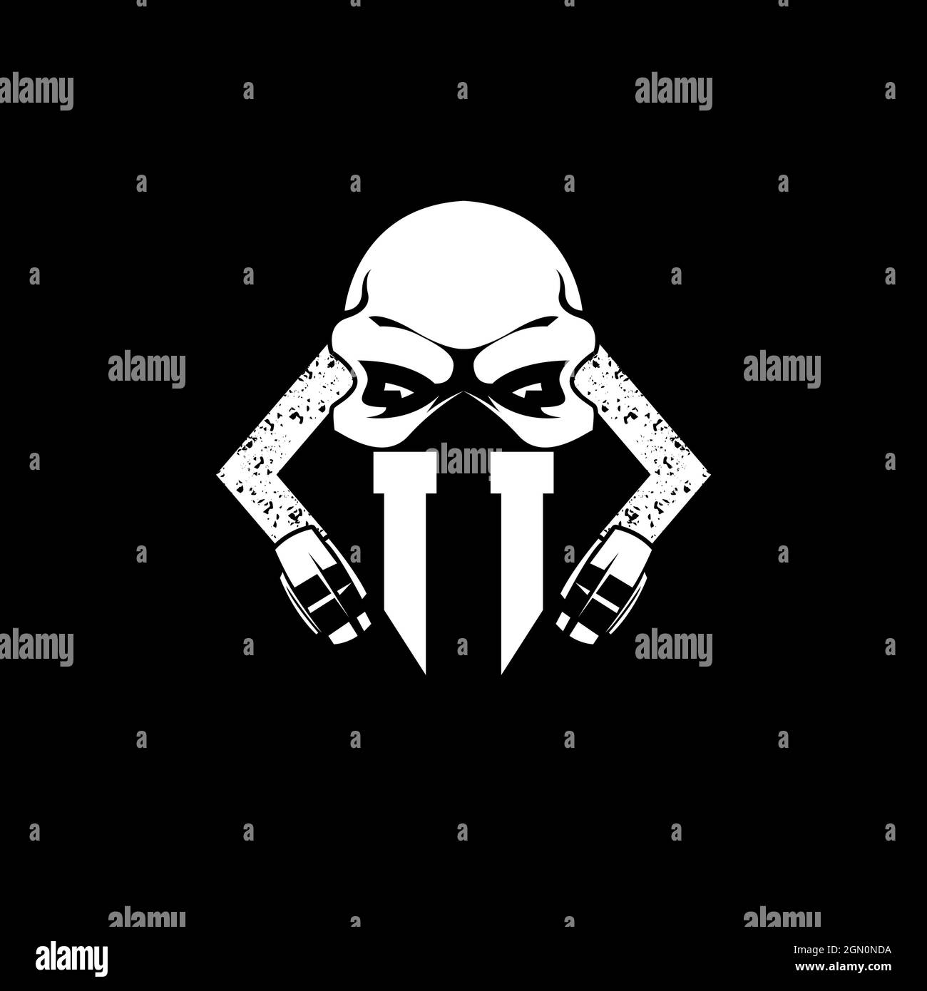 II Monogram ESport Gaming with Skull Mask Shape Style Vector Stock ...