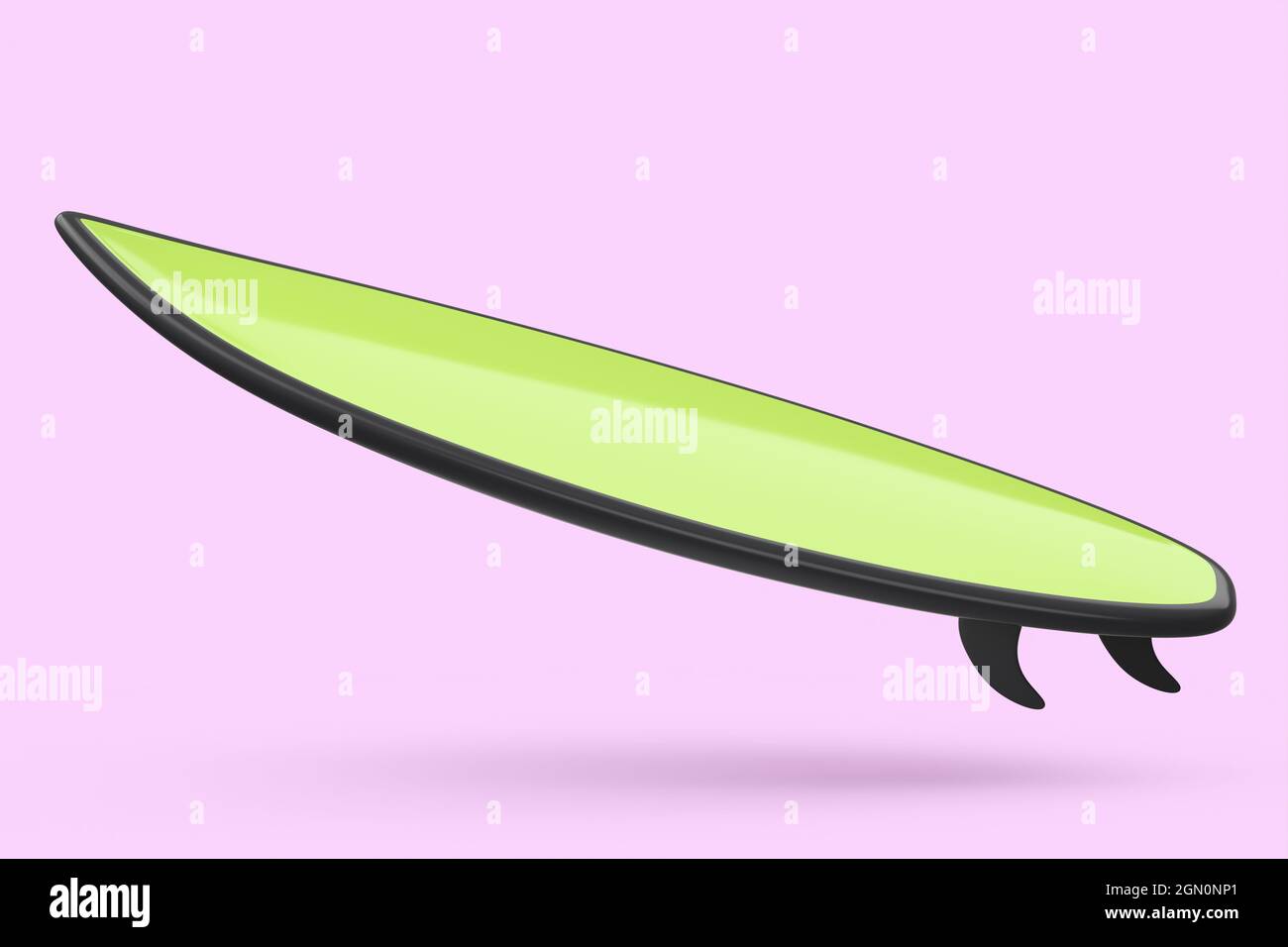 Realistic green surfboard for summer surfing isolated on pink ...