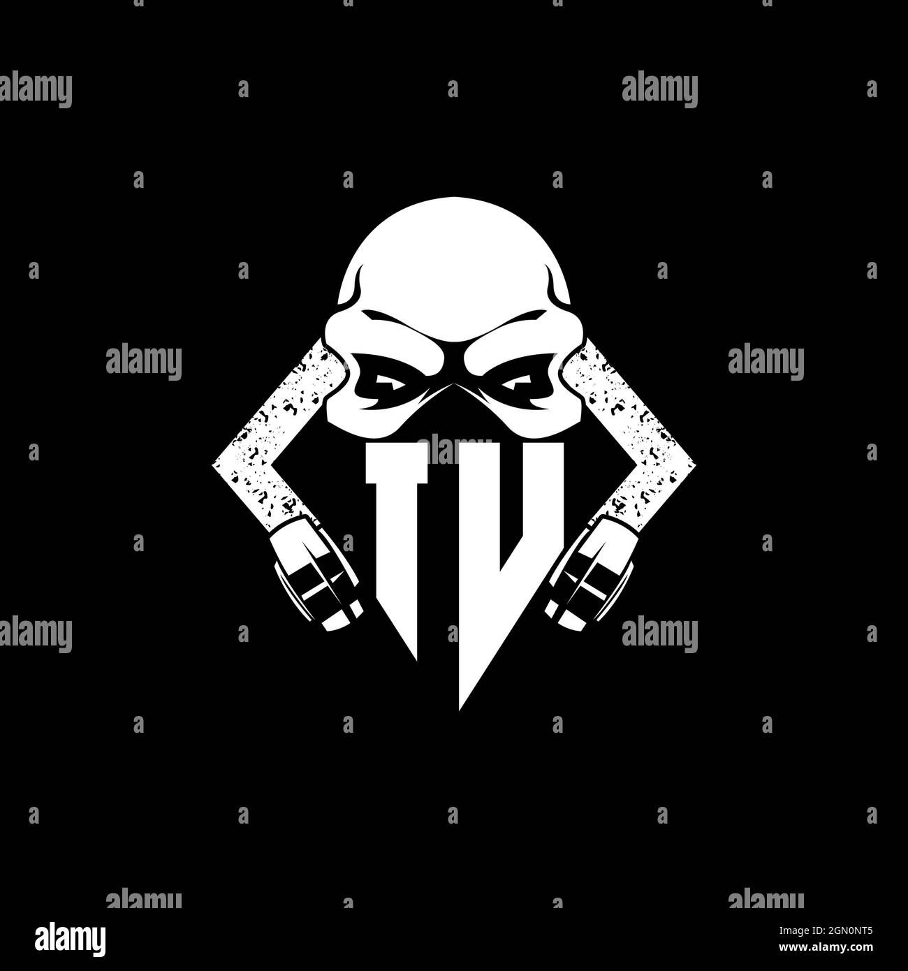 IU Monogram ESport Gaming with Skull Mask Shape Style Vector Stock ...