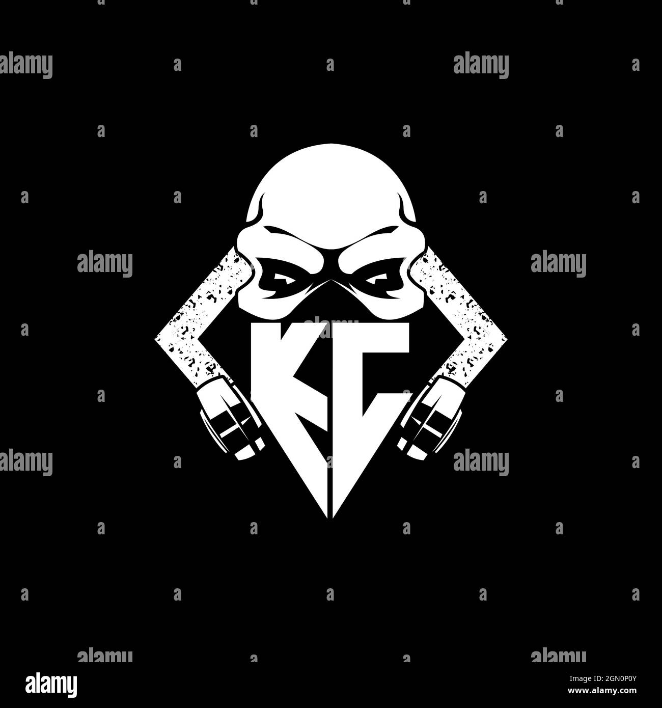 KC Monogram ESport Gaming with Skull Mask Shape Style Vector Stock ...