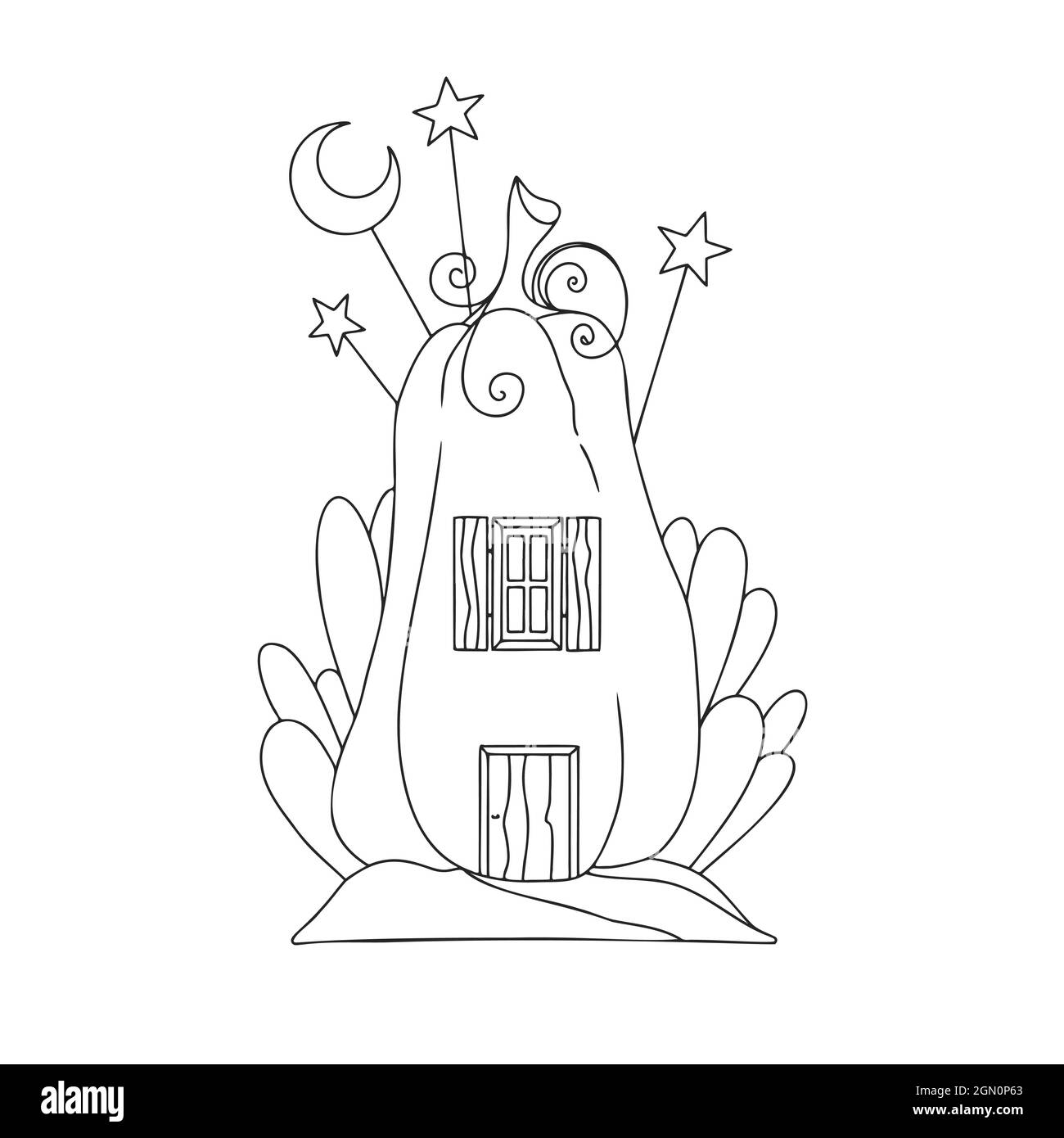 Sketch of a fantastic pumpkin house. Cartoon pumpkin gnome house ...