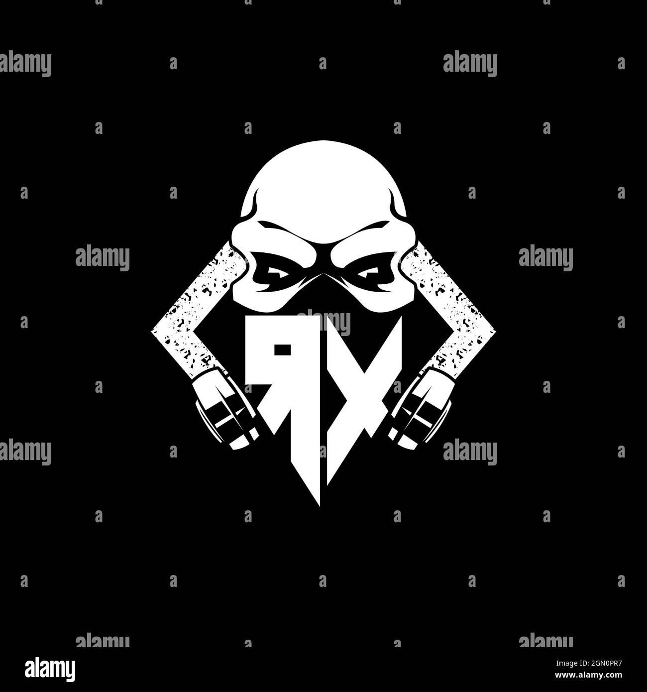 RX Monogram ESport Gaming with Skull Mask Shape Style Vector Stock ...