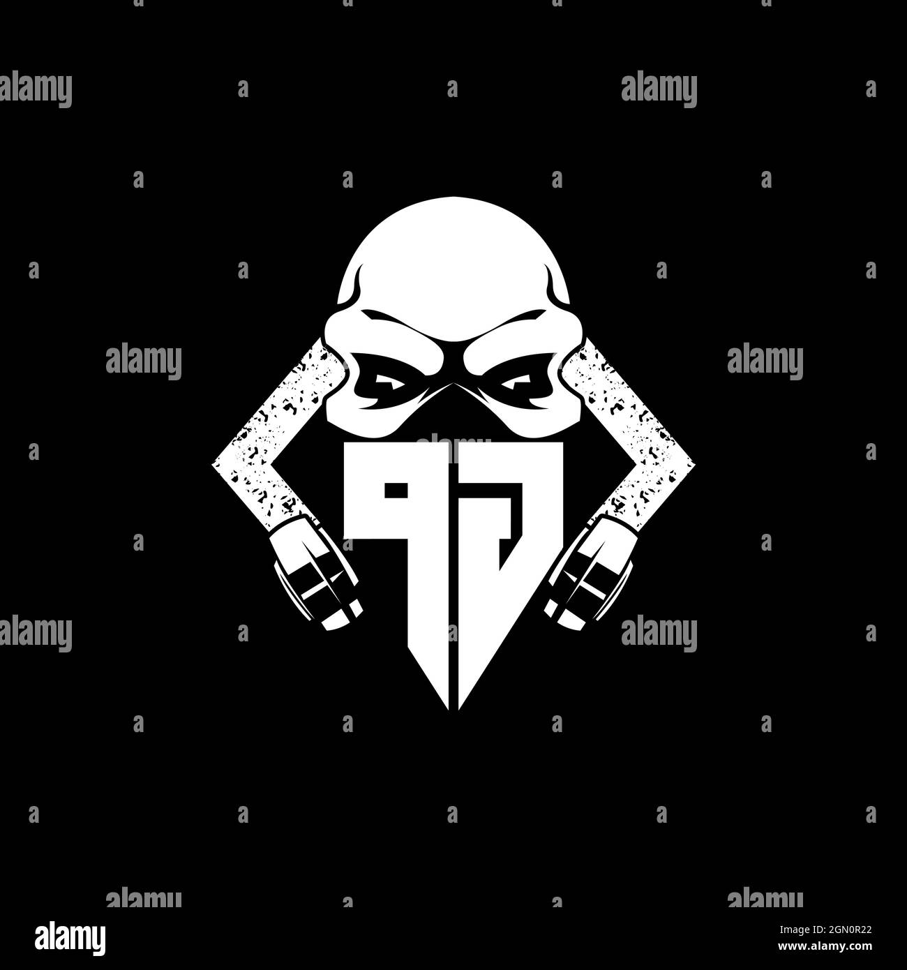 PG Monogram ESport Gaming with Skull Mask Shape Style Vector Stock ...