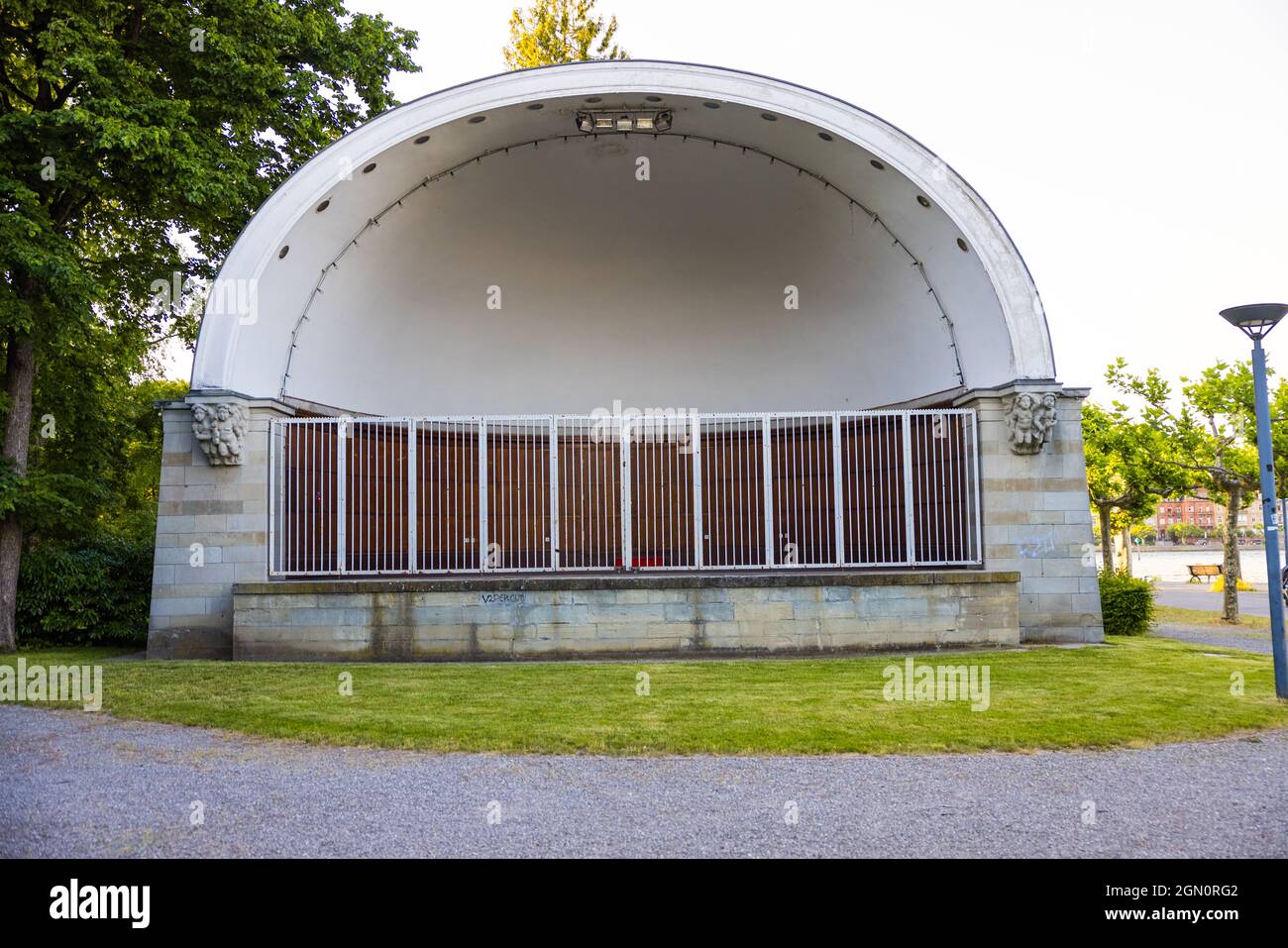 Small stage for small concerts in the city garden of Constance, Germany ...