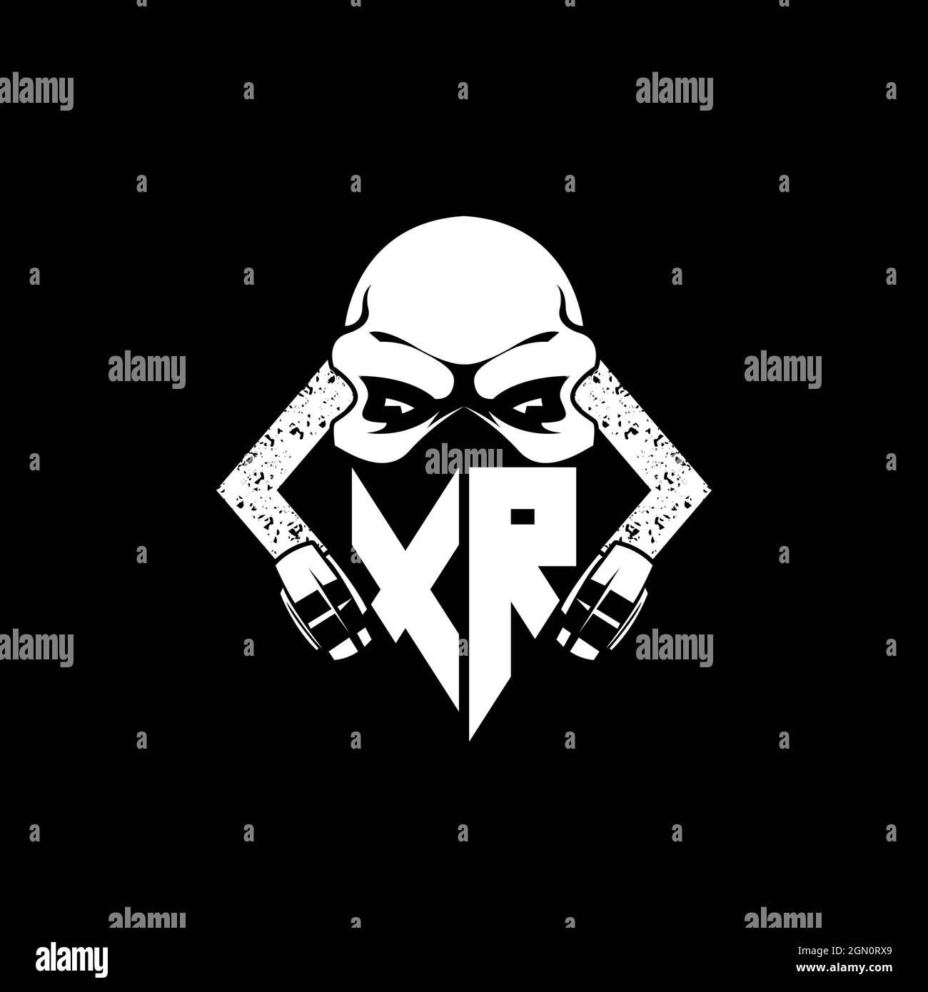 XR Monogram ESport Gaming with Skull Mask Shape Style Vector Stock ...