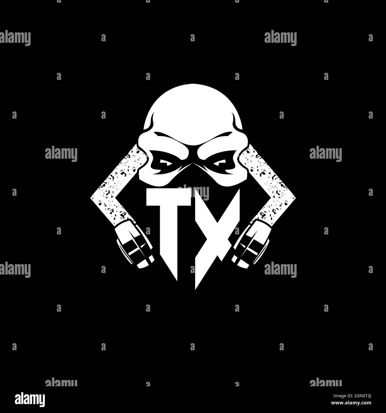 TX Monogram ESport Gaming with Skull Mask Shape Style Vector Stock ...