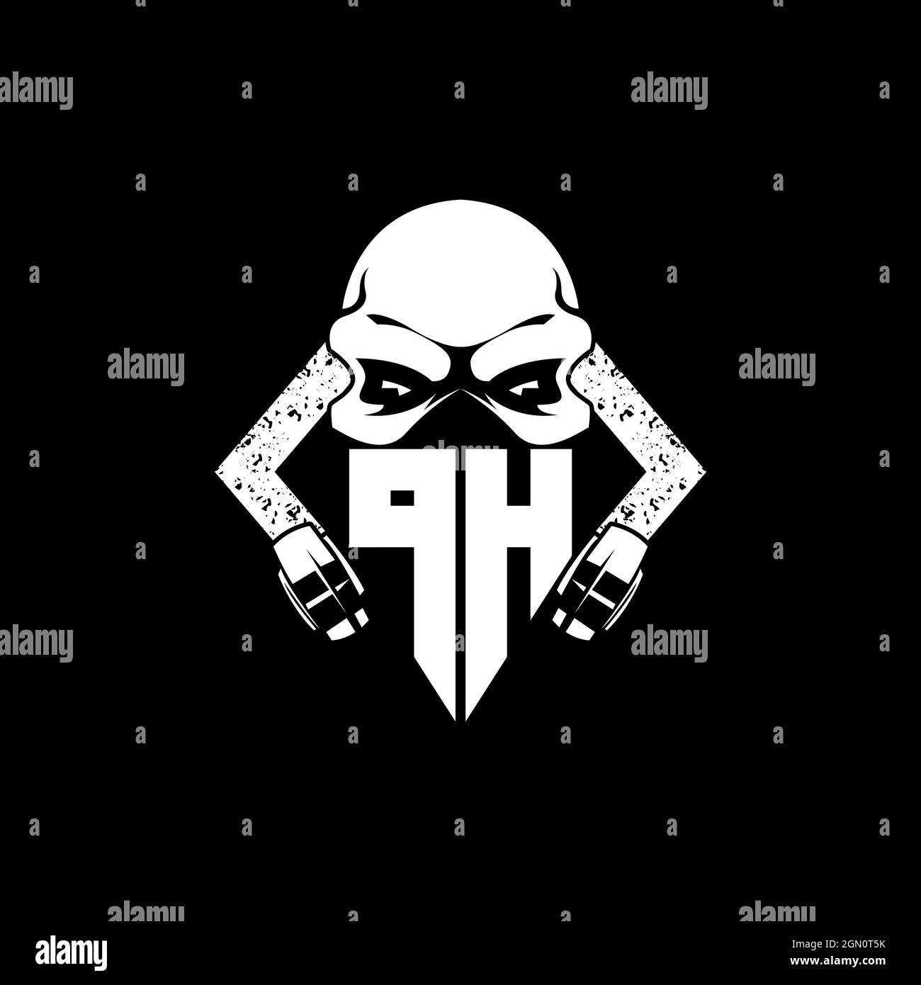 PH Monogram ESport Gaming with Skull Mask Shape Style Vector Stock ...
