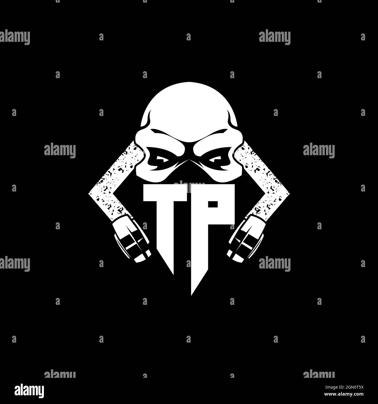 TP Monogram ESport Gaming with Skull Mask Shape Style Vector Stock ...