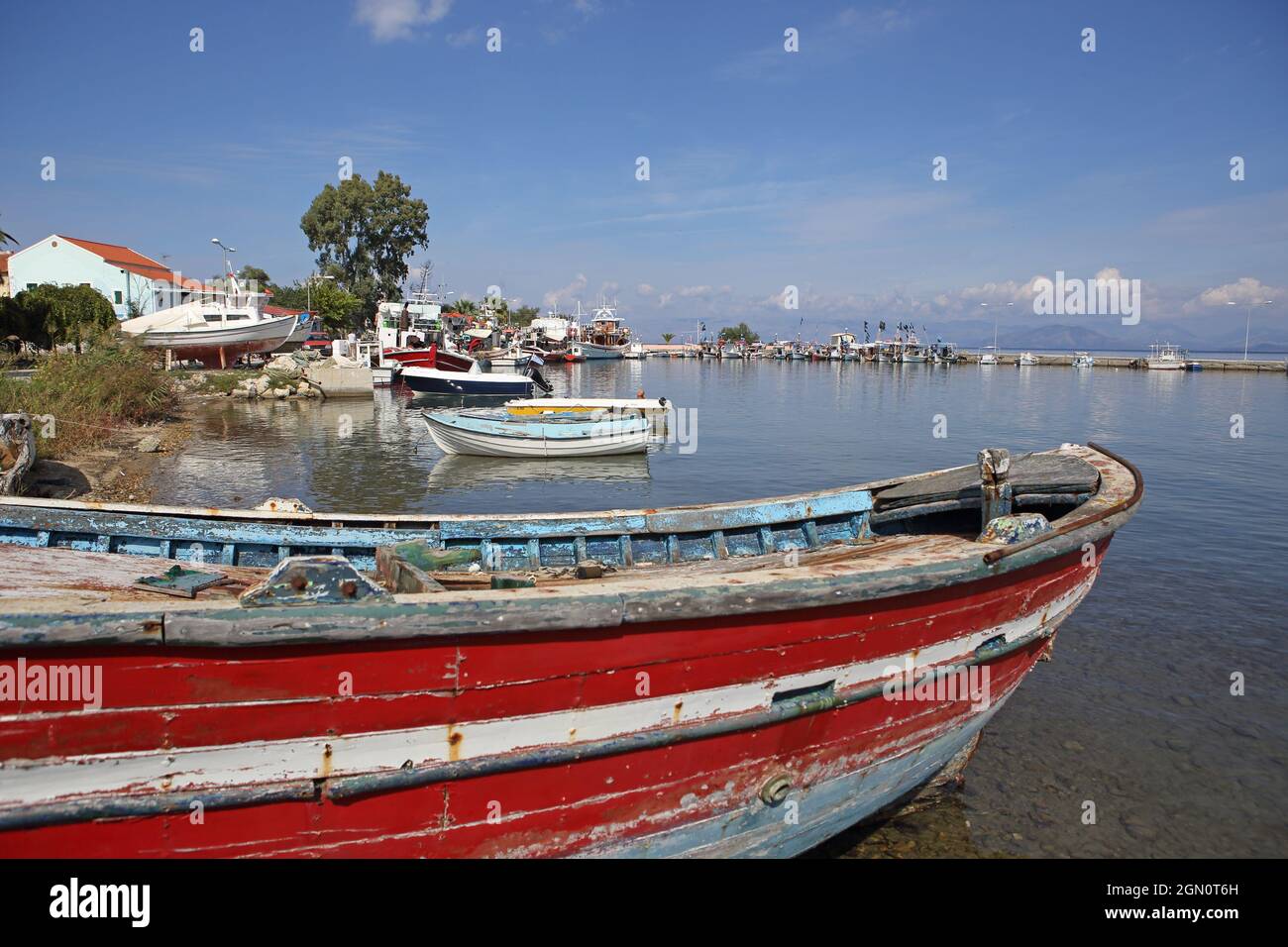 At the port of Petriti, on the east coast of the island of Corfu ...