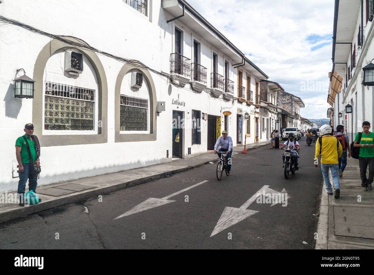 POPAYAN, COLOMBIA - SEPTEMBER 10, 2015: White buildings in colonial ...