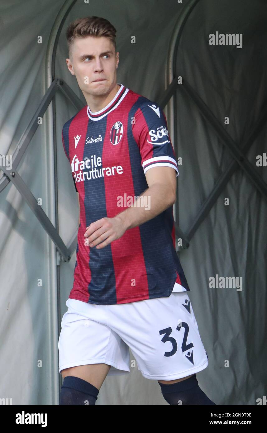 Bologna, Italy. 21st Sep, 2021. Mattias Svanberg (Bologna F.C.) enters ...