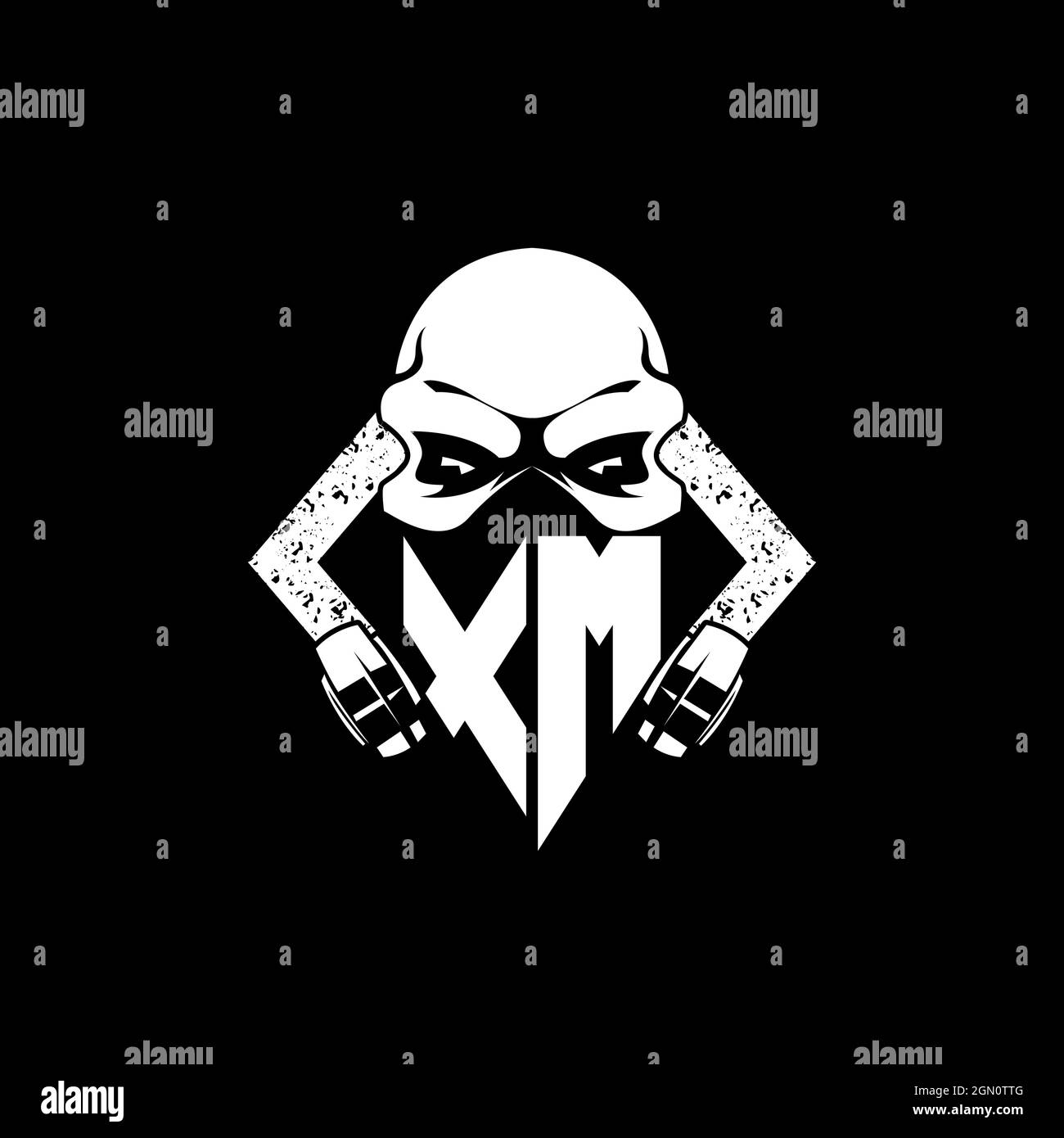 XM Monogram ESport Gaming with Skull Mask Shape Style Vector Stock ...