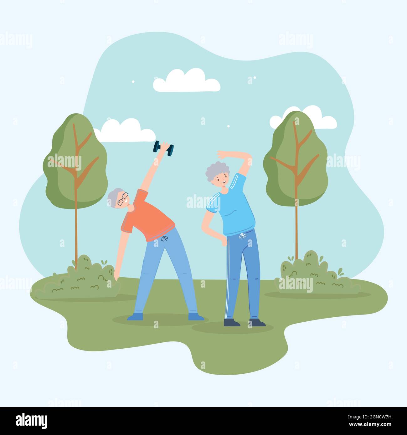 athletic grandparents doing exercises Stock Vector Image & Art - Alamy