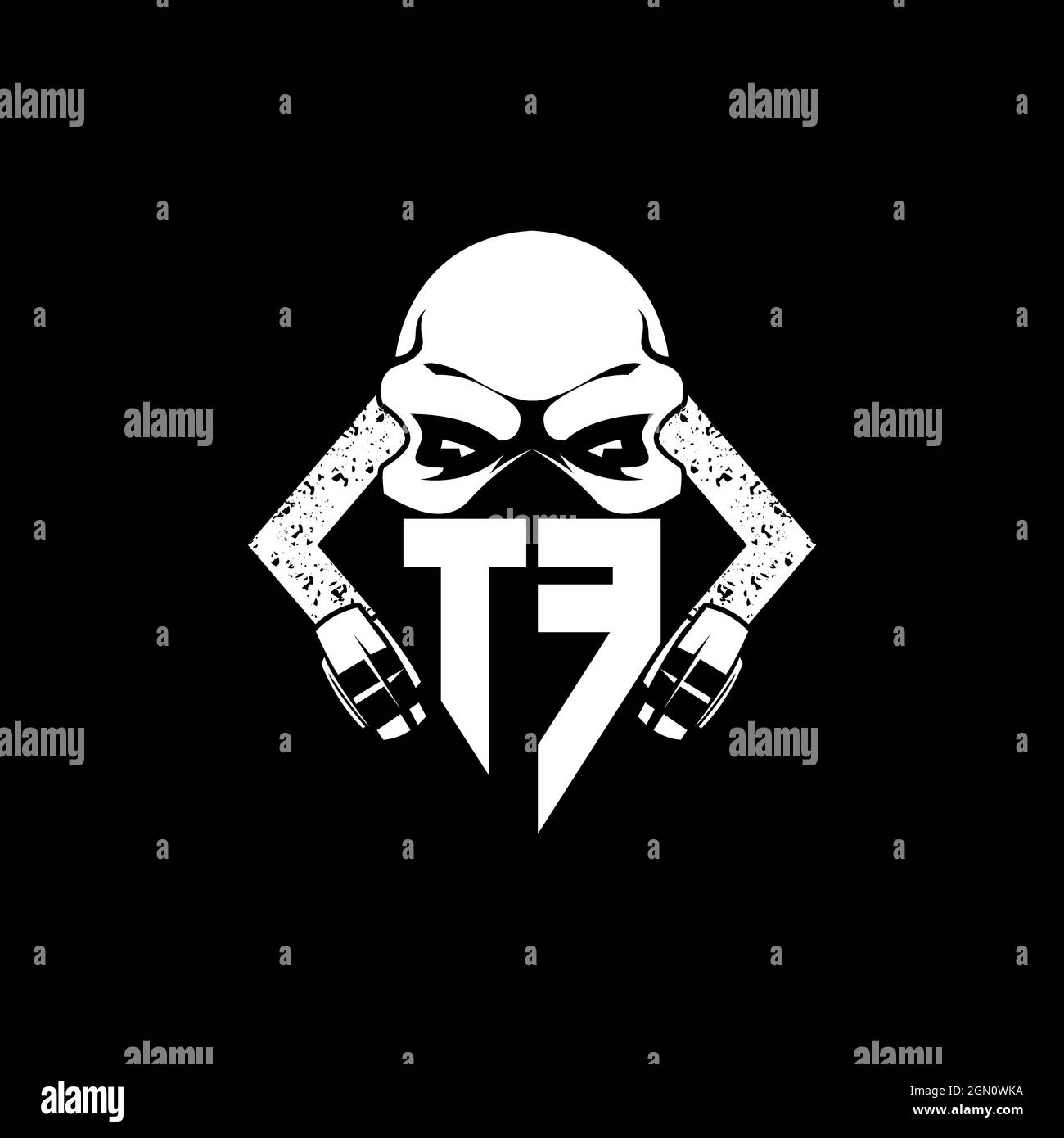 TF Monogram ESport Gaming with Skull Mask Shape Style Vector Stock ...