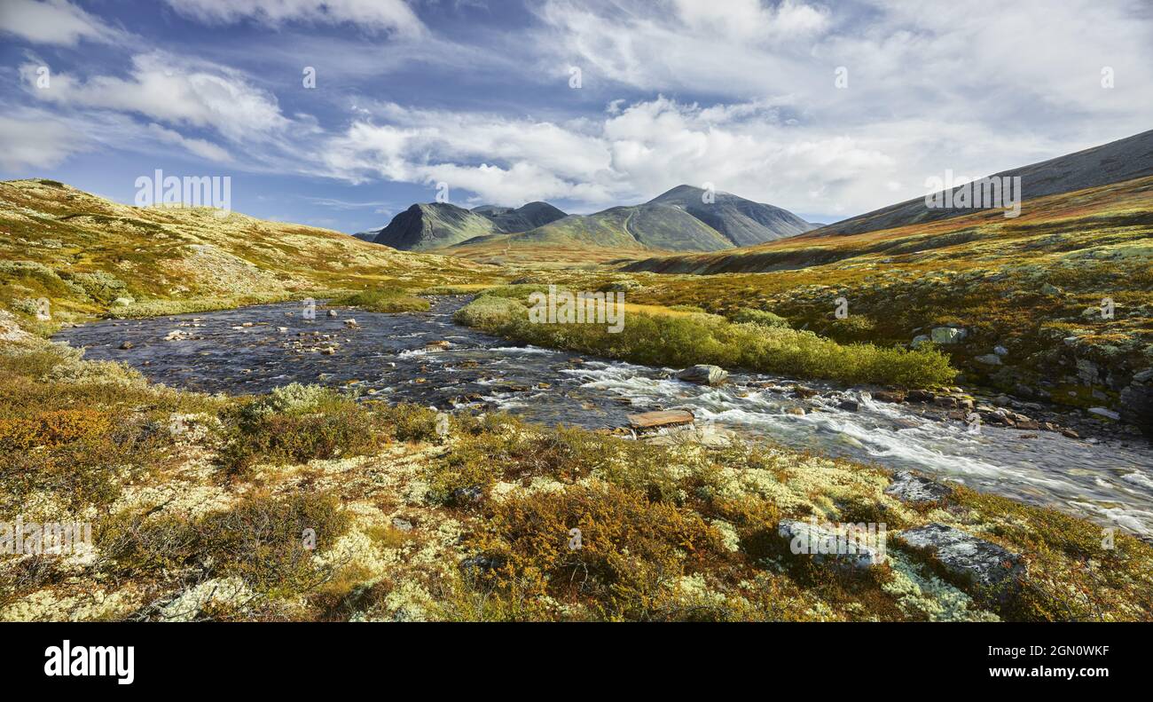 River Storula, Rondslottet, Storronden, Rondane National Park, Oppland ...