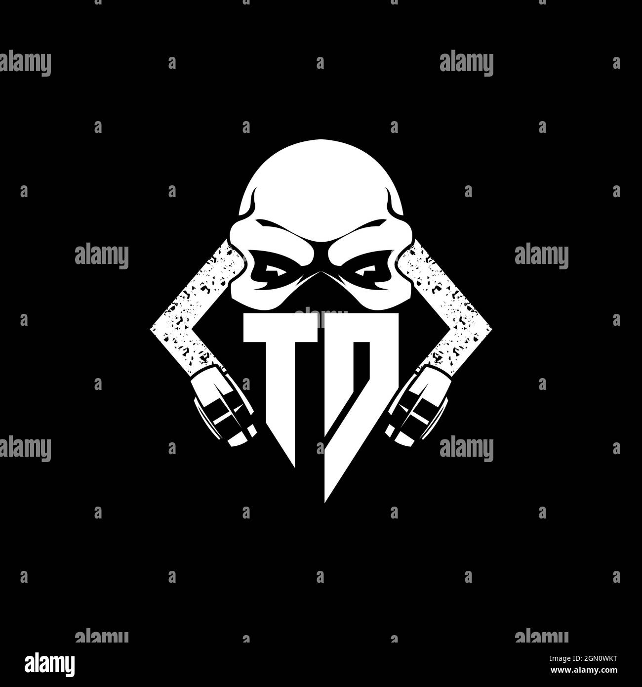 TD Monogram ESport Gaming with Skull Mask Shape Style Vector Stock ...