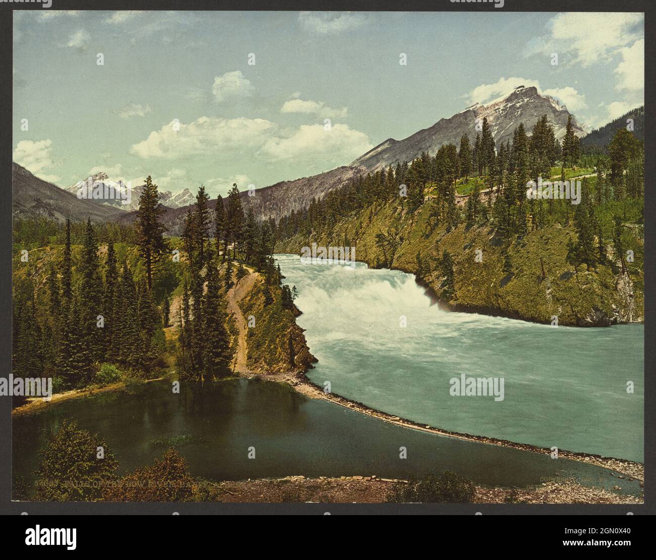 Vintage postcard of Bow Falls and Cascade Mountain, Banff, Alberta ...
