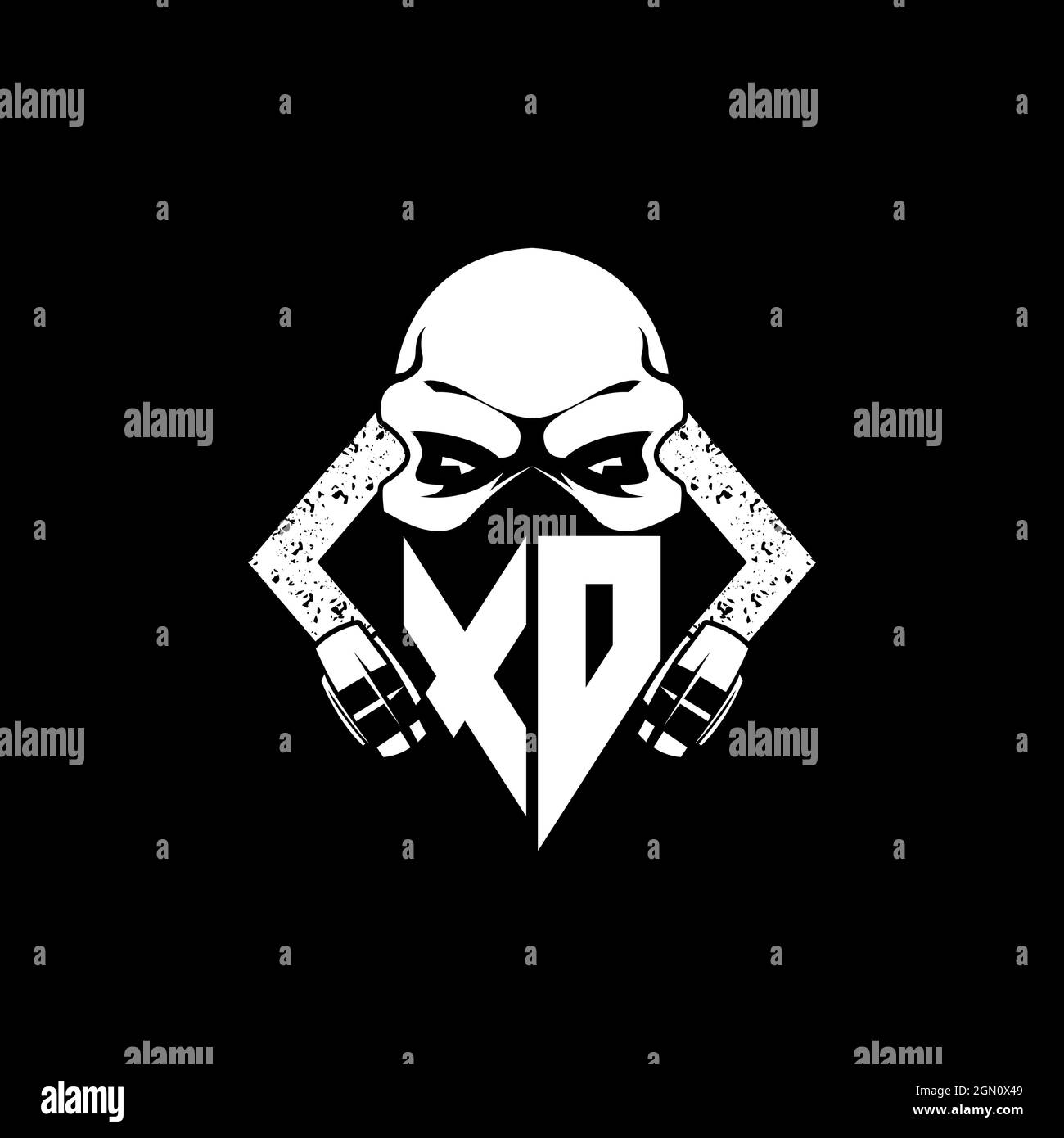 XO Monogram ESport Gaming with Skull Mask Shape Style Vector Stock ...