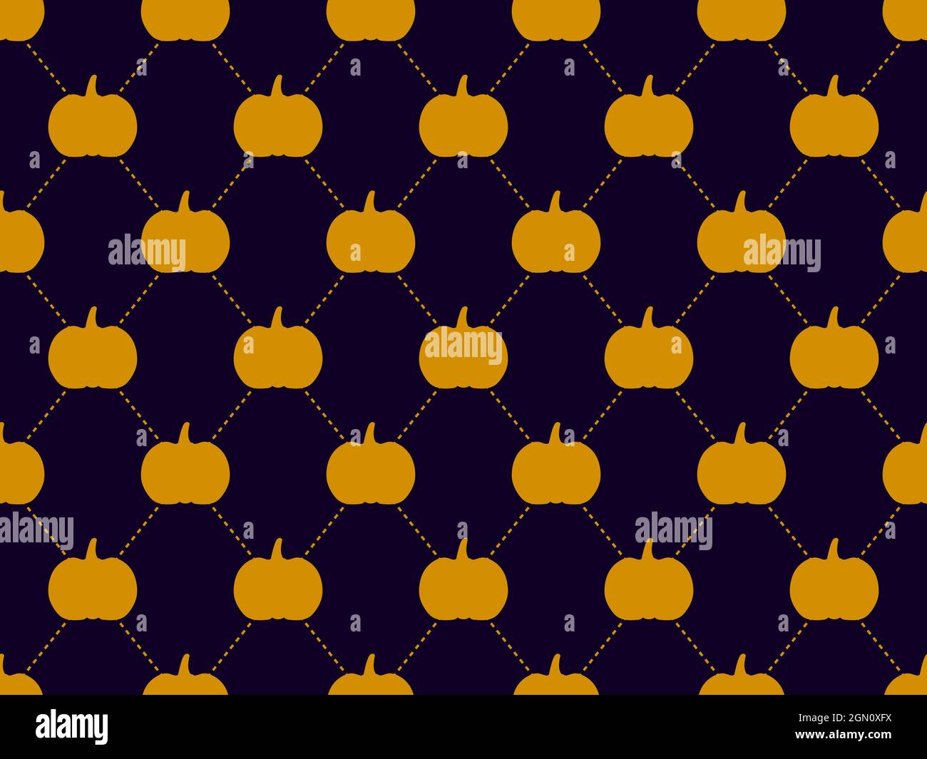 Golden pumpkins on black background seamless pattern. Pumpkin outline ...