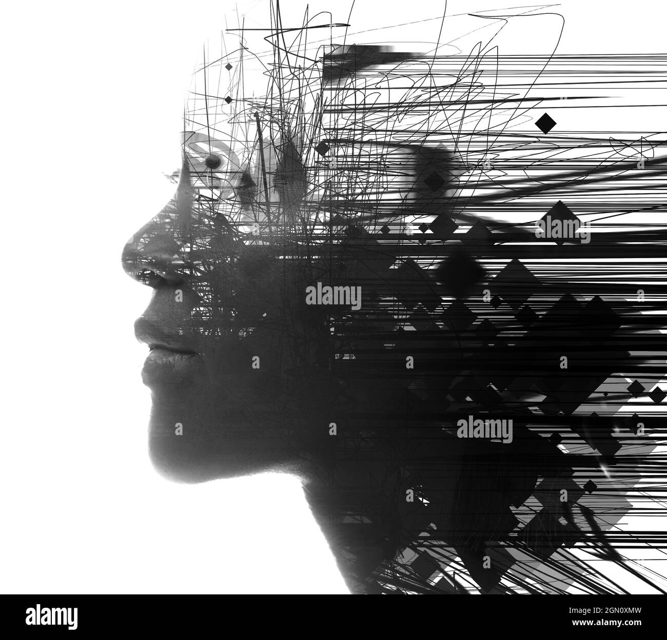 Glitch double exposure Black and White Stock Photos & Images - Alamy