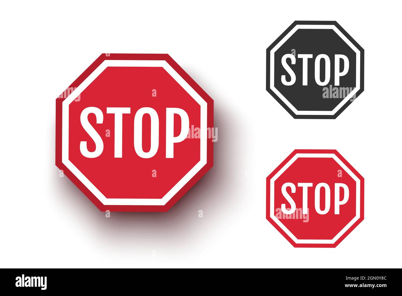 Vector set icons of stop sign. Vector Illustration of sign of stop ...