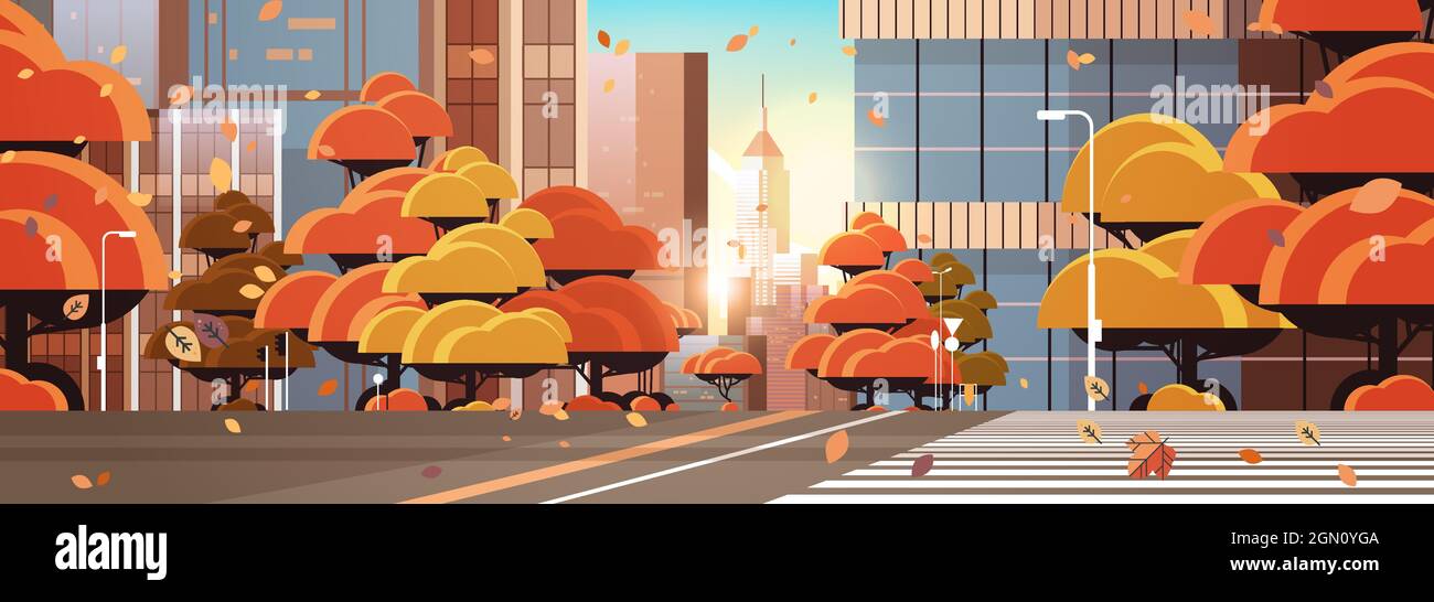 empty street road with crosswalk city buildings skyline modern ...