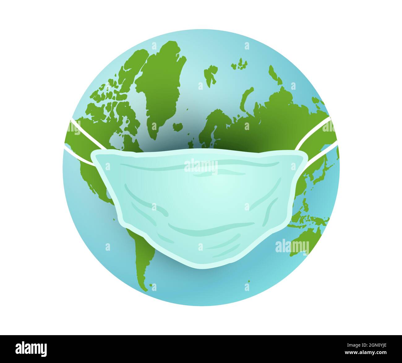 Vector illustration of Earth planet with medical mask for Earth day ...