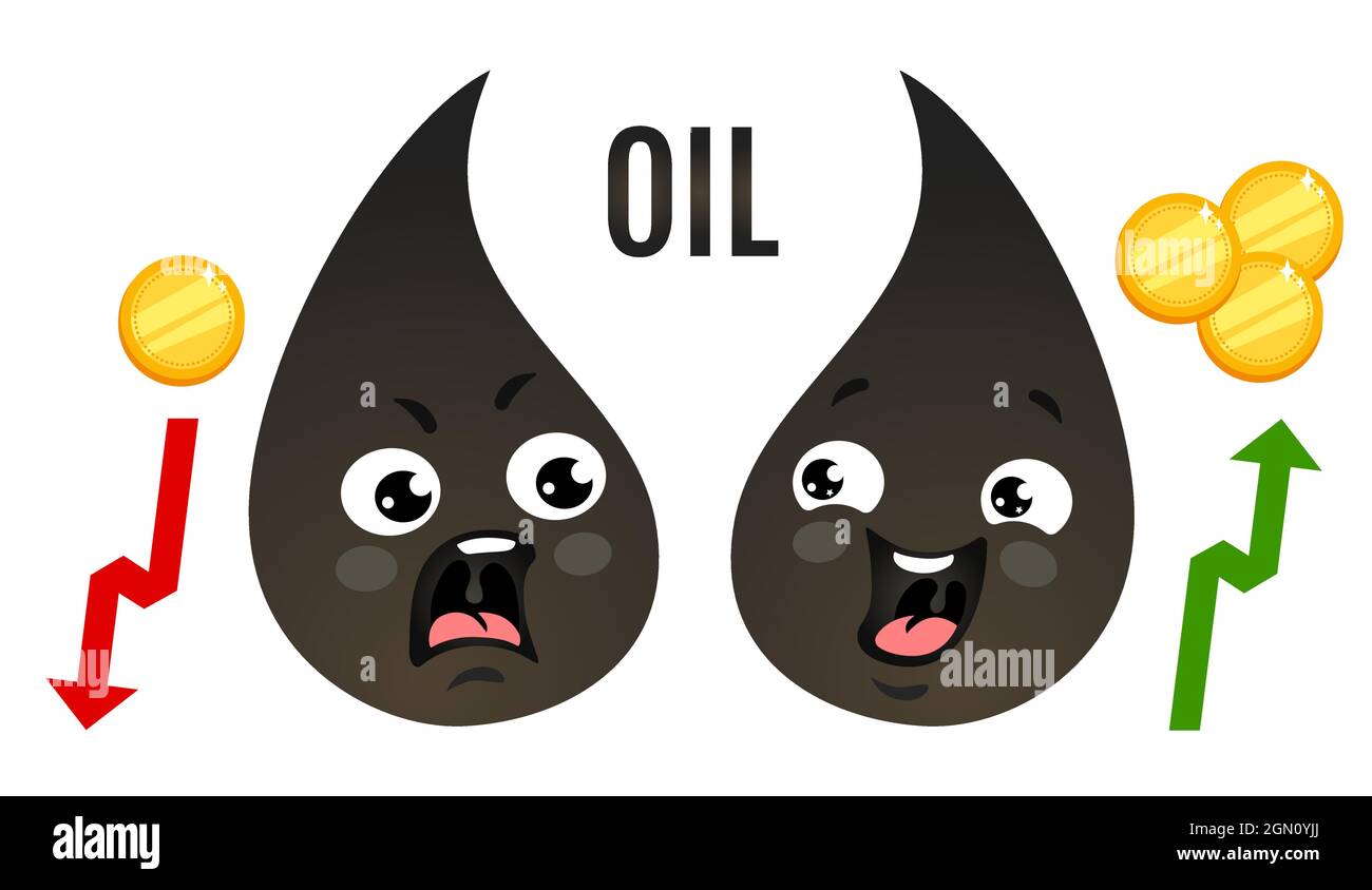 Vector illustration of two oil drops with money. Trade of oil and money ...