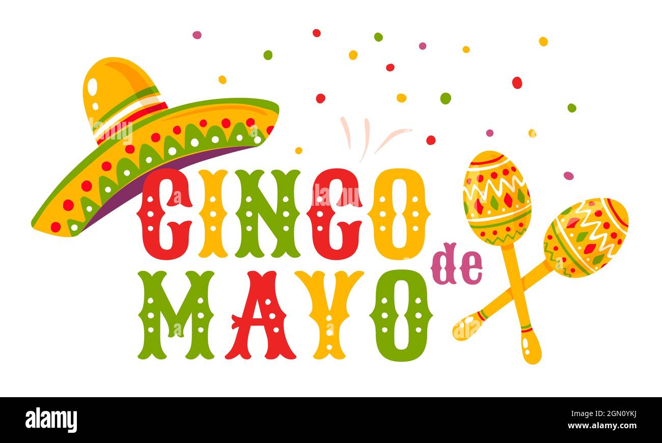 Vector poster for Cinco de mayo with mexican sombrero and maracas ...